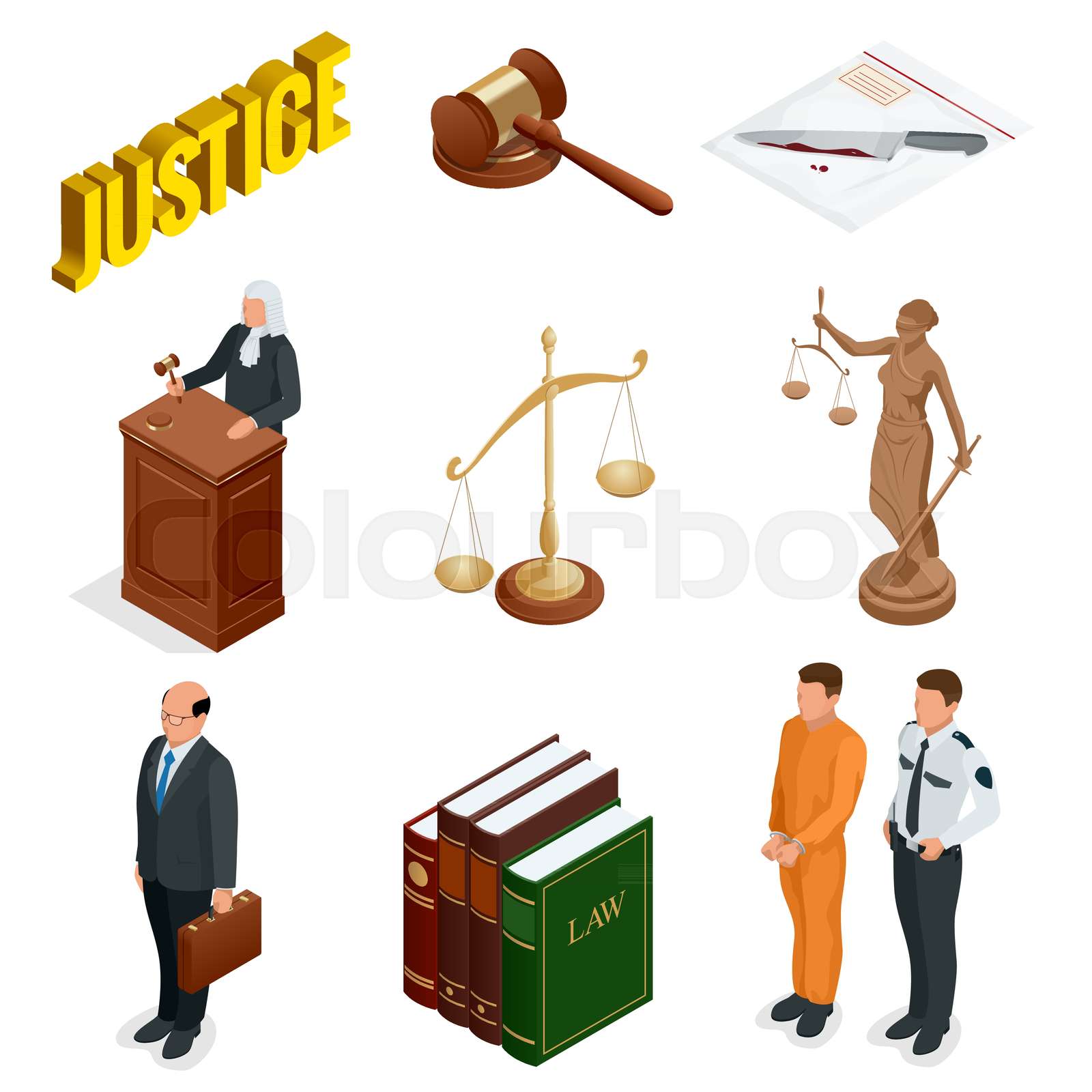 Isometric Law and Justice. Symbols of legal regulations. Juridical ...