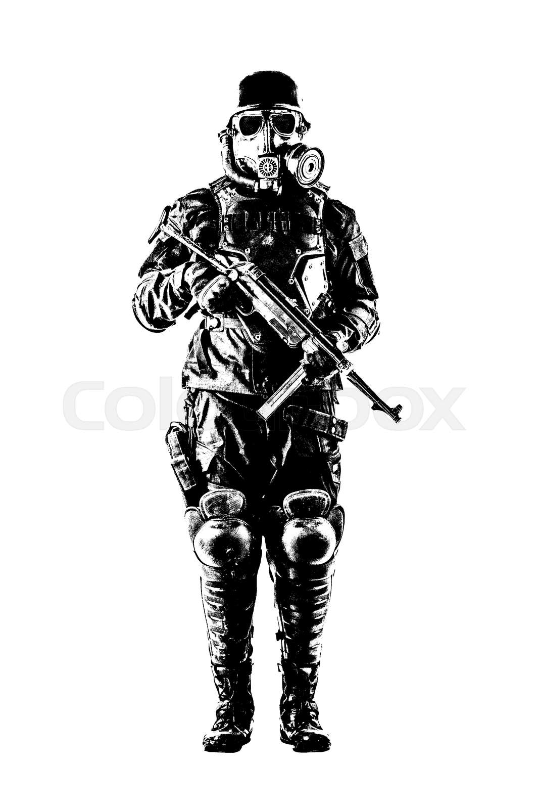 Futuristic nazi soldier with schmeisser | Stock image | Colourbox