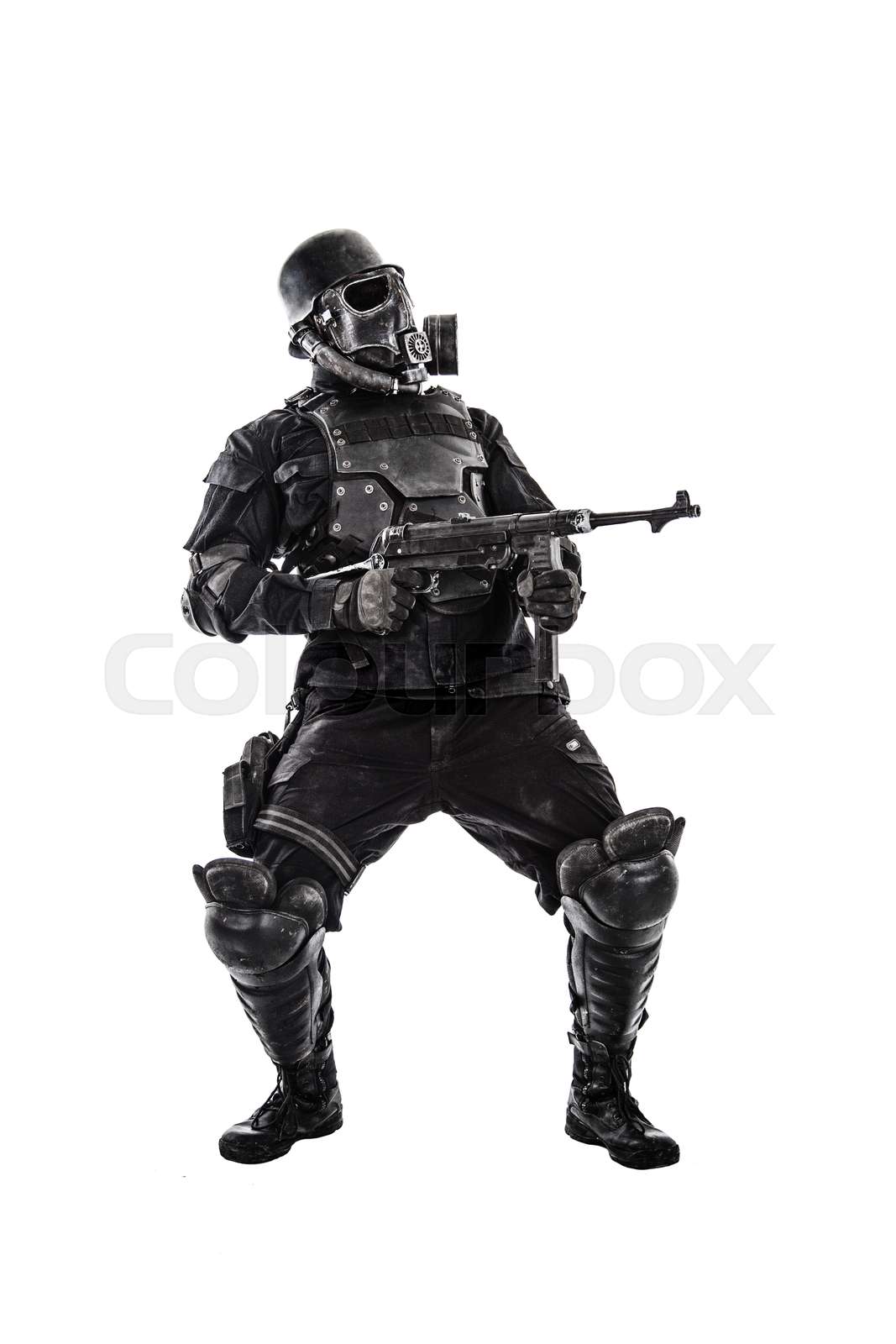 Futuristic nazi soldier with schmeisser | Stock image | Colourbox