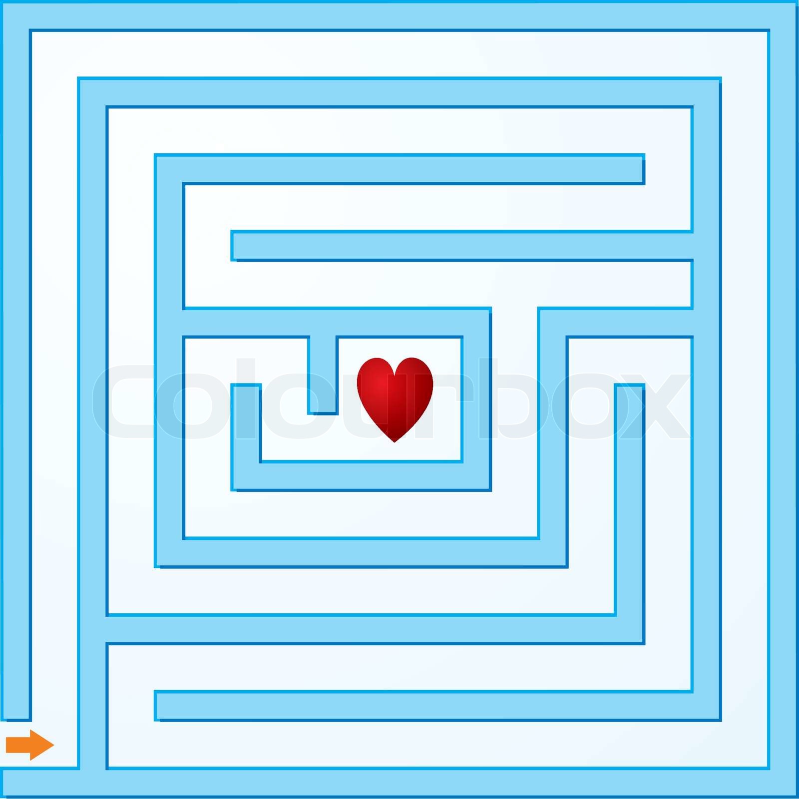 Kleine blaue Labyrinth mit Herz | Stock-Vektor | Colourbox