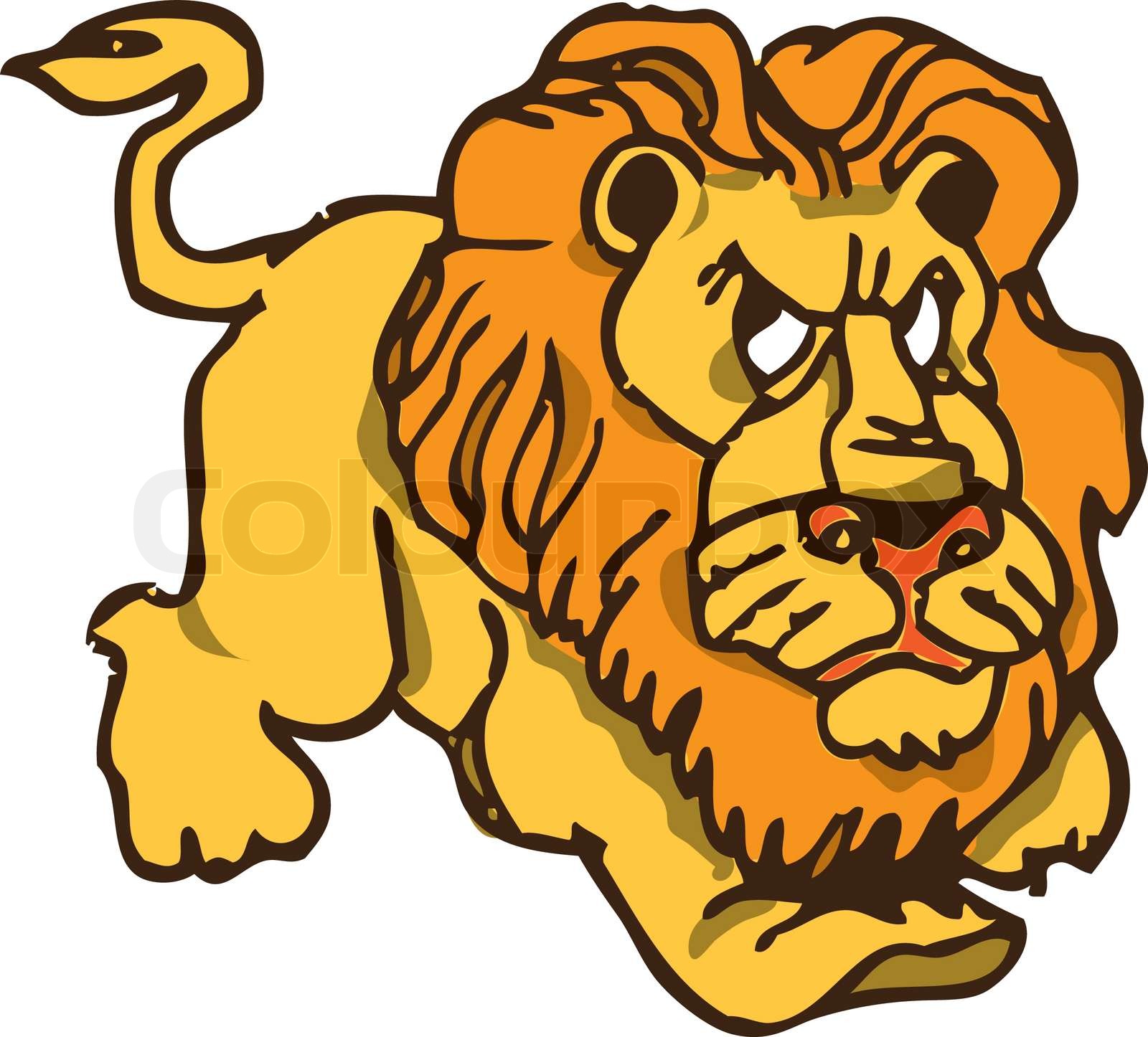 Vector illustration of the evil lion in the style of cartoon | Stock ...