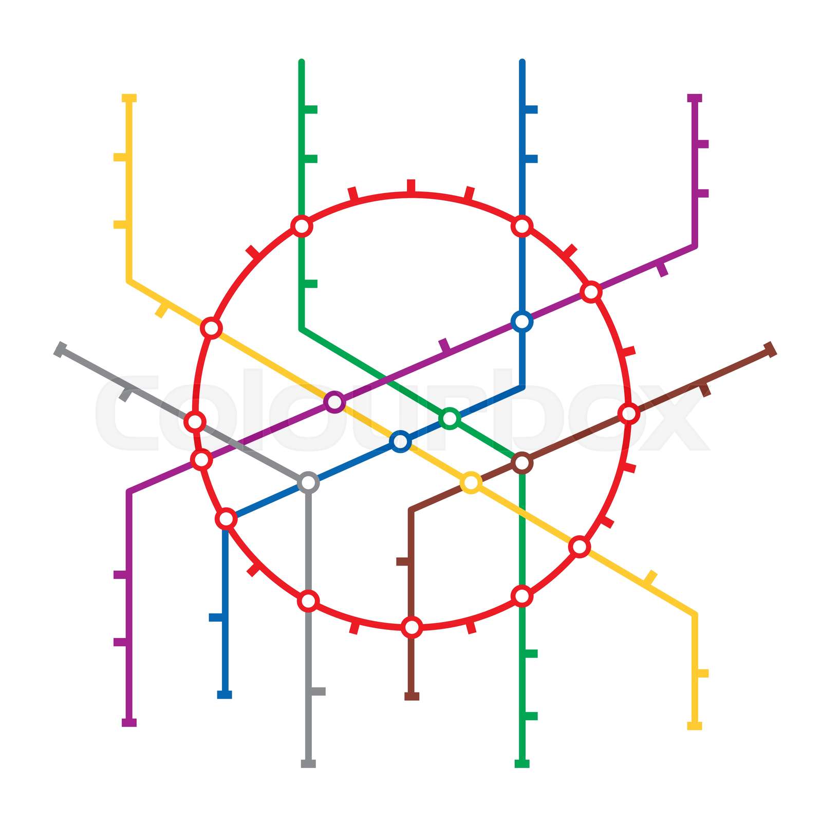 Metro Map Vector. Subway Map Design Template. Colorful Background With ...