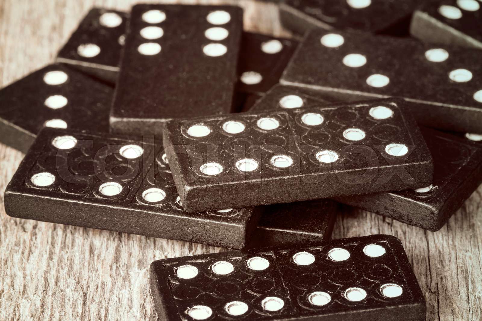 Pile of old dominoes | Stock image | Colourbox
