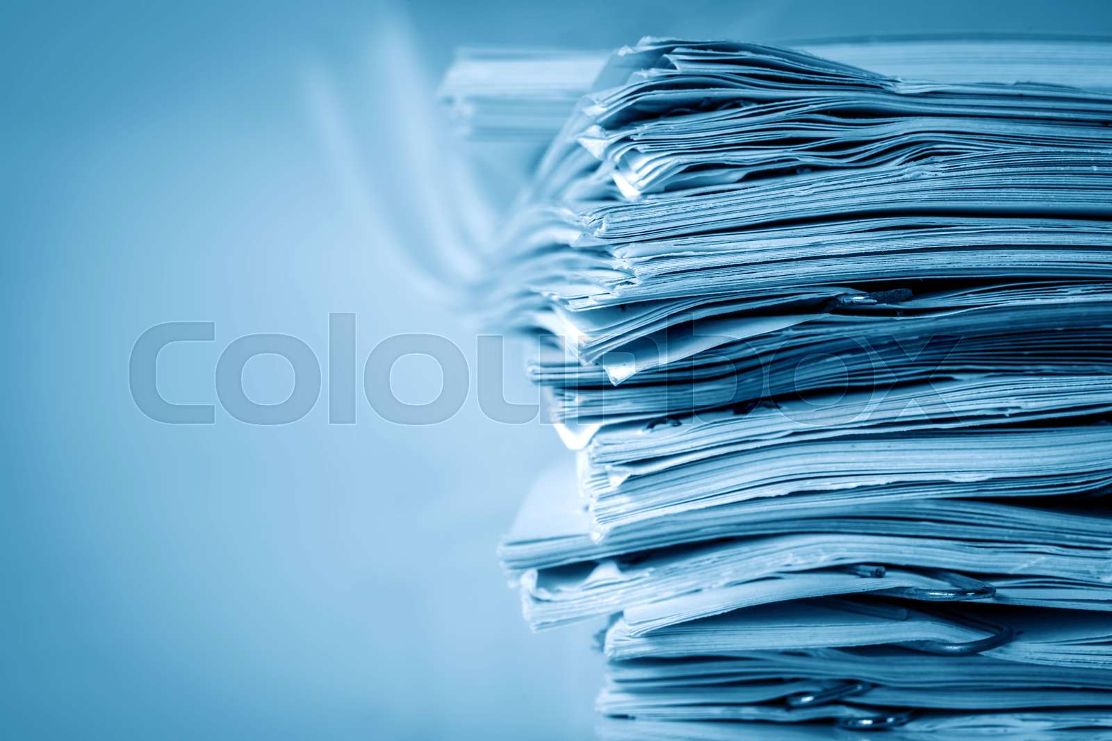 extreamely close up the report paper stacking of office working ...