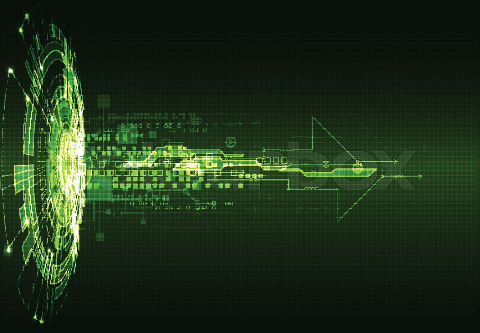 Abstract green digital communication technology background. | Stock ...