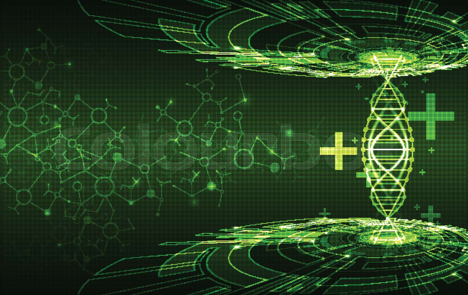 Green science template, DNA molecules background. | Stock vector ...