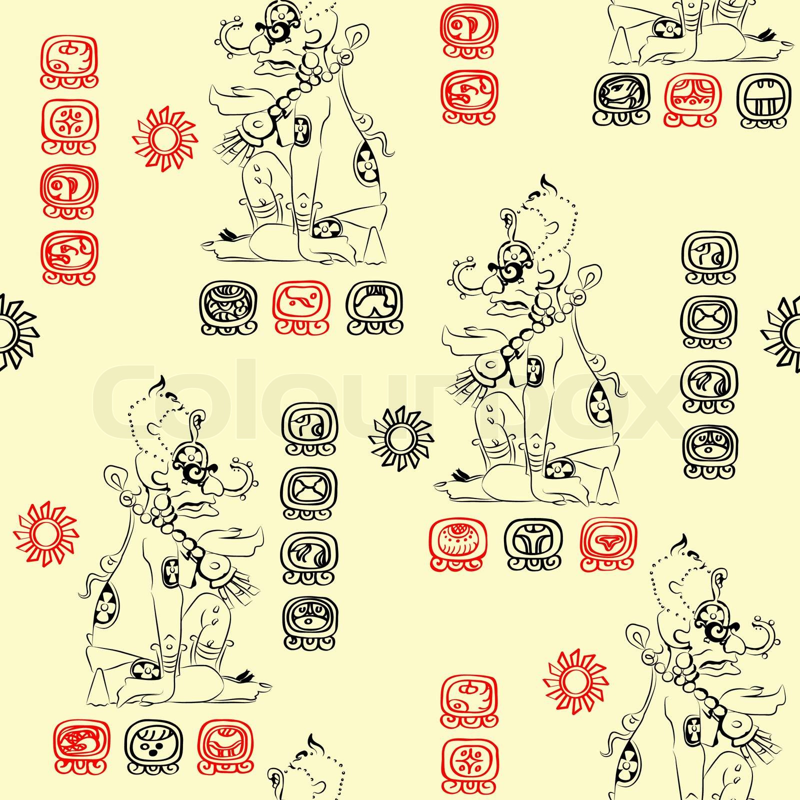 nahtlose Muster mit Bild der Maya Gottheit Sun - Ah Kin oder Kinich ...