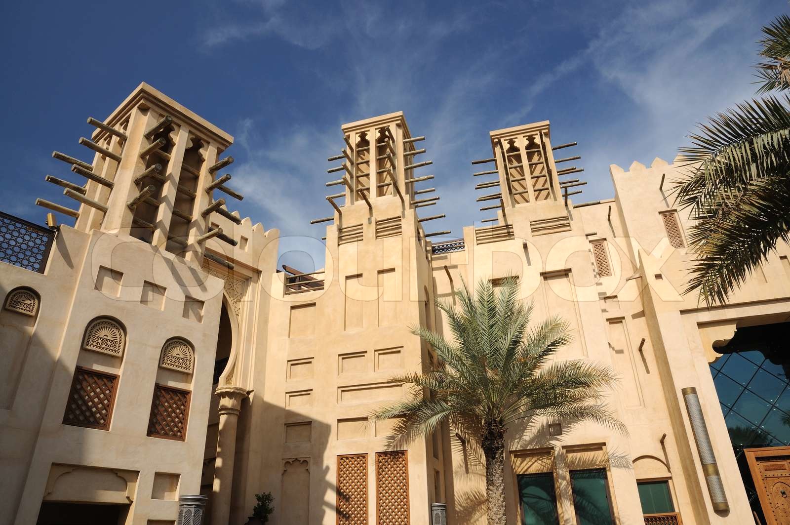 Buildings with Traditional Arabic Wind Towers in Dubai, United Arab ...