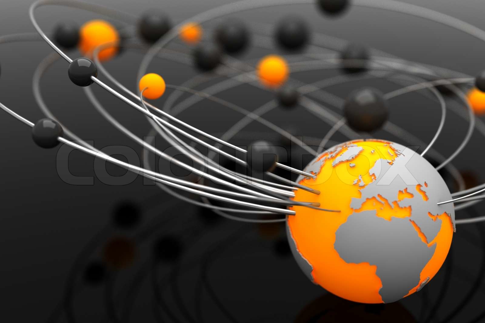Background with abstract spheres and the Earth | Stock image | Colourbox