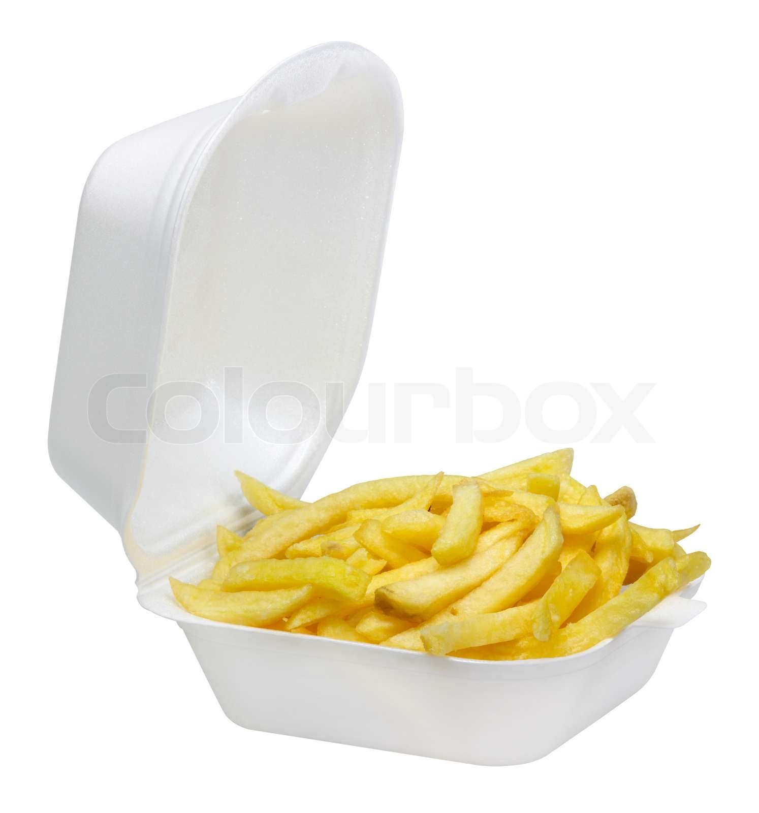 French fries in white plastic box | Stock image | Colourbox