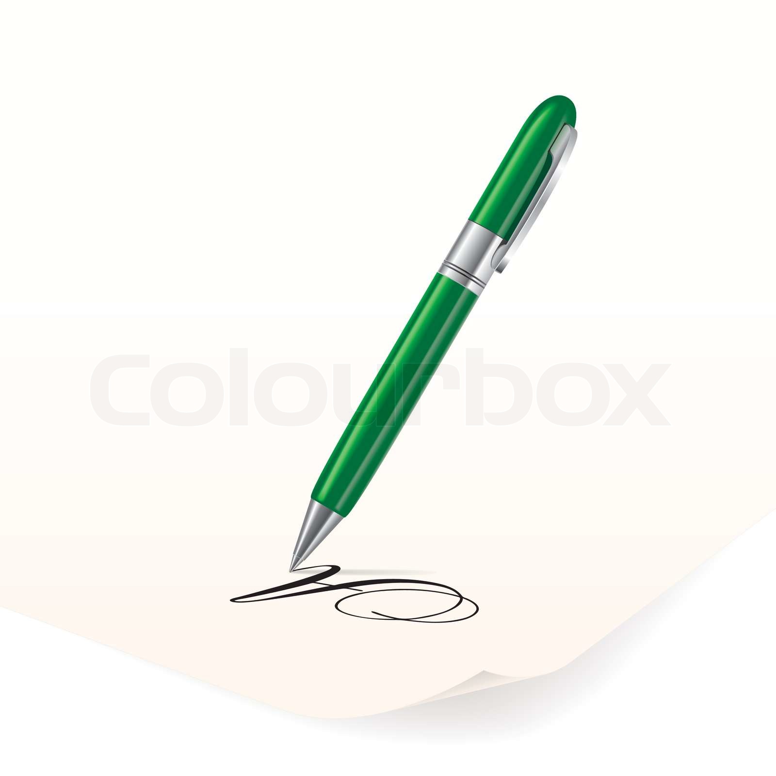 Vector Bild der grünen Stift schriftlich auf Papier | Stock-Vektor ...
