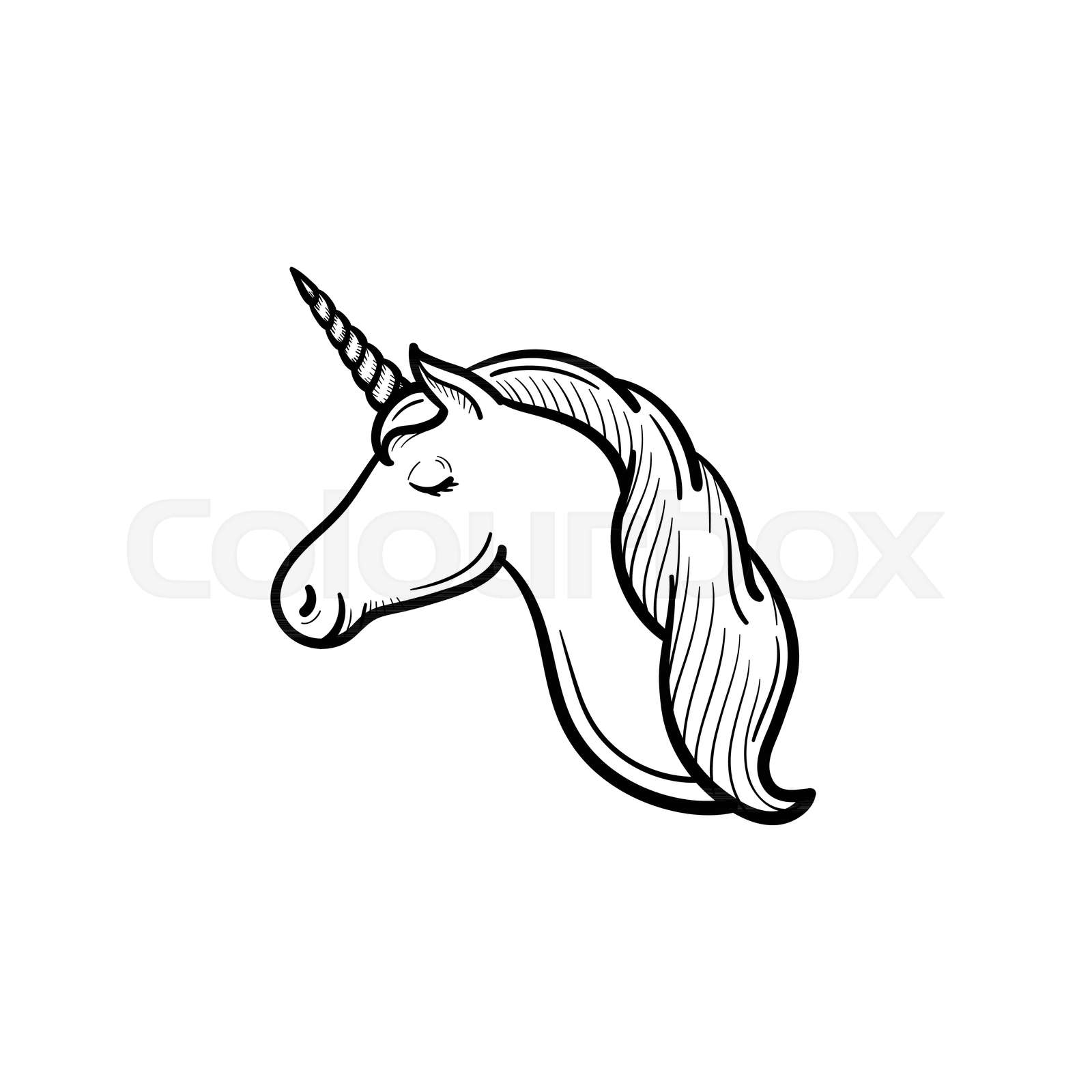 enhjørning, hoved, tegn | Stock vektor | Colourbox