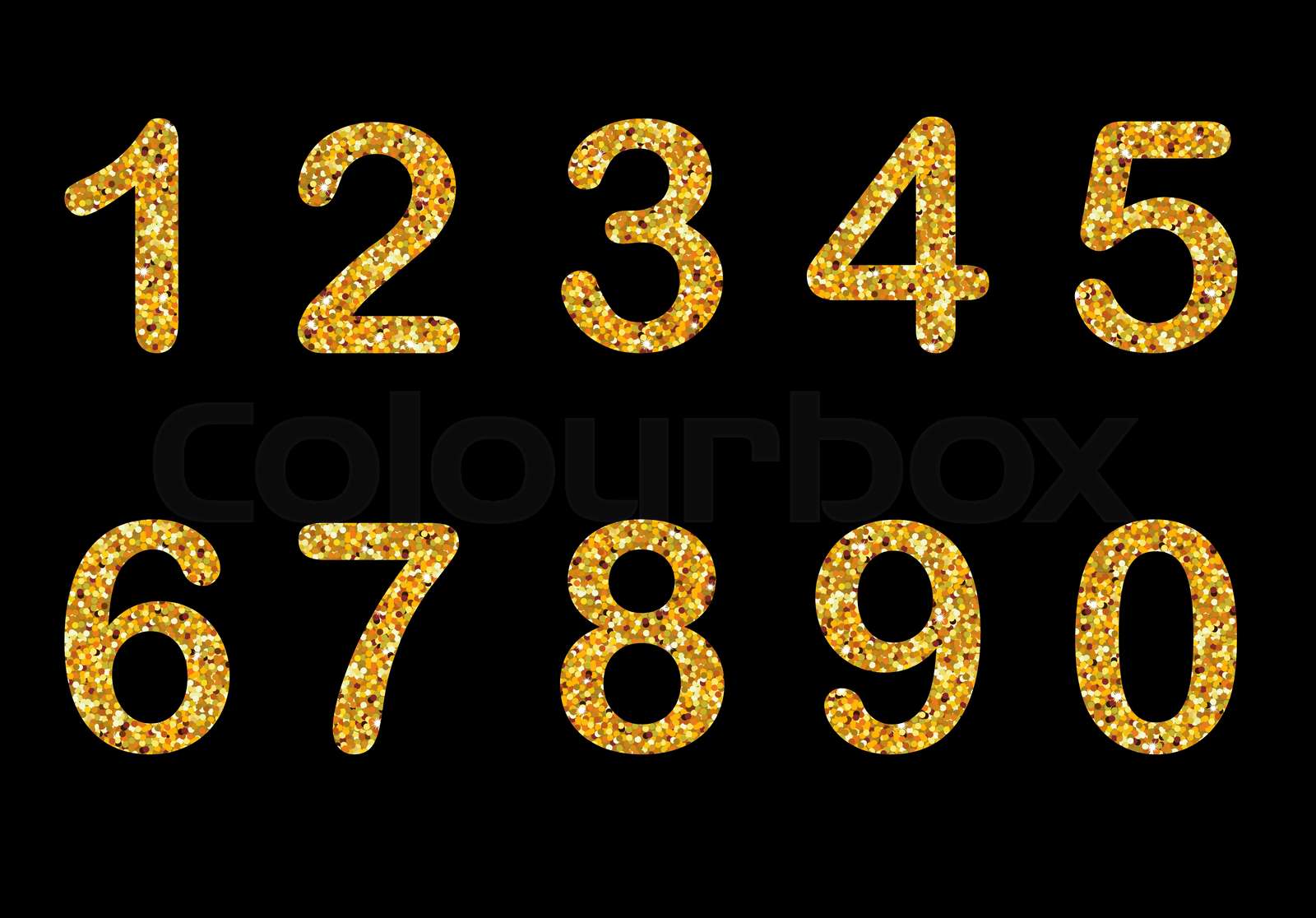 Gold sparkling numbers isolated | Stock vector | Colourbox