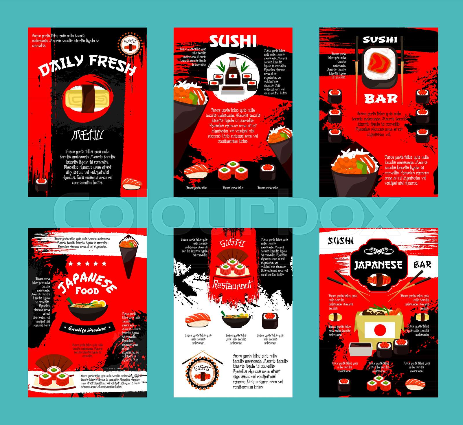 Japanese restaurant and sushi bar menu template | Stock vector | Colourbox
