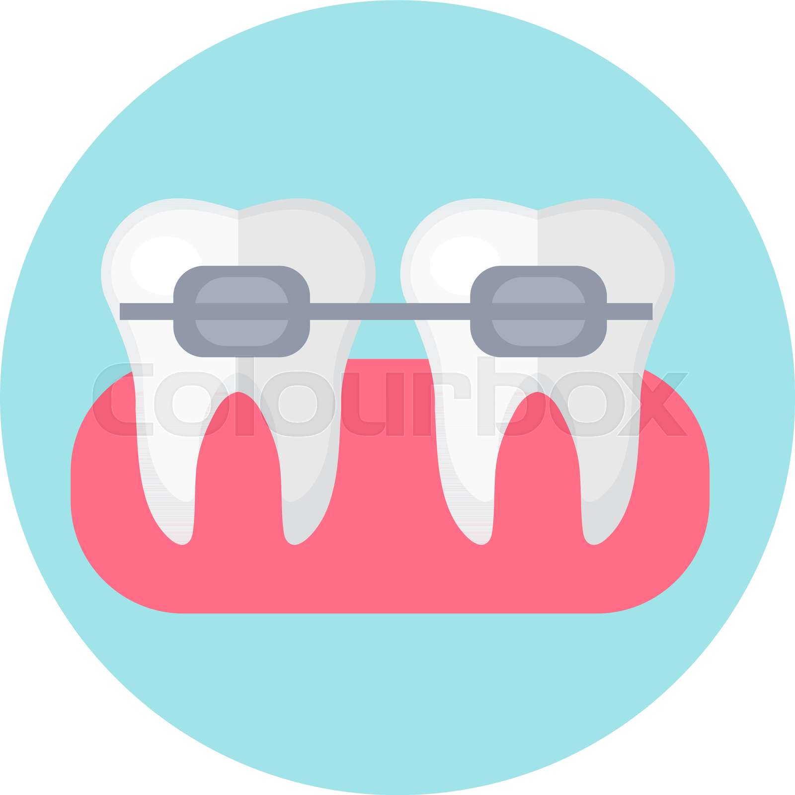 Brackets on the teeth. Icon flat style. Dentistry, dentist concept ...