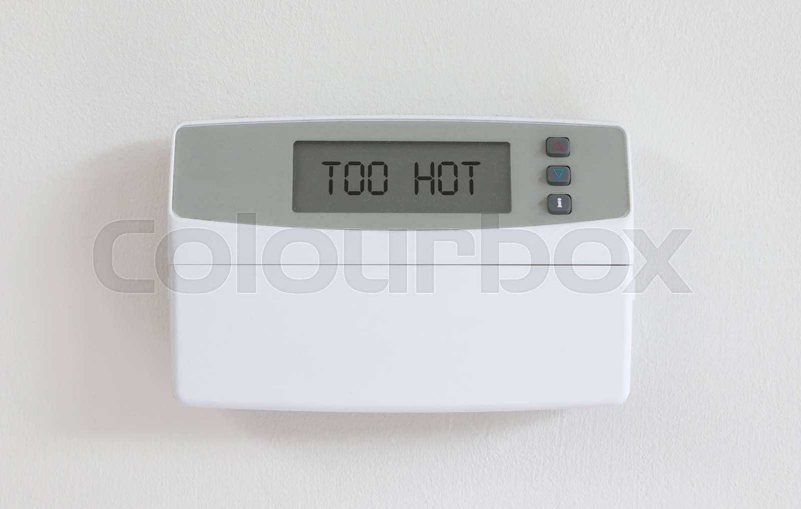 Vintage digital thermostat - Covert in dust - Too hot | Stock image | Colourbox