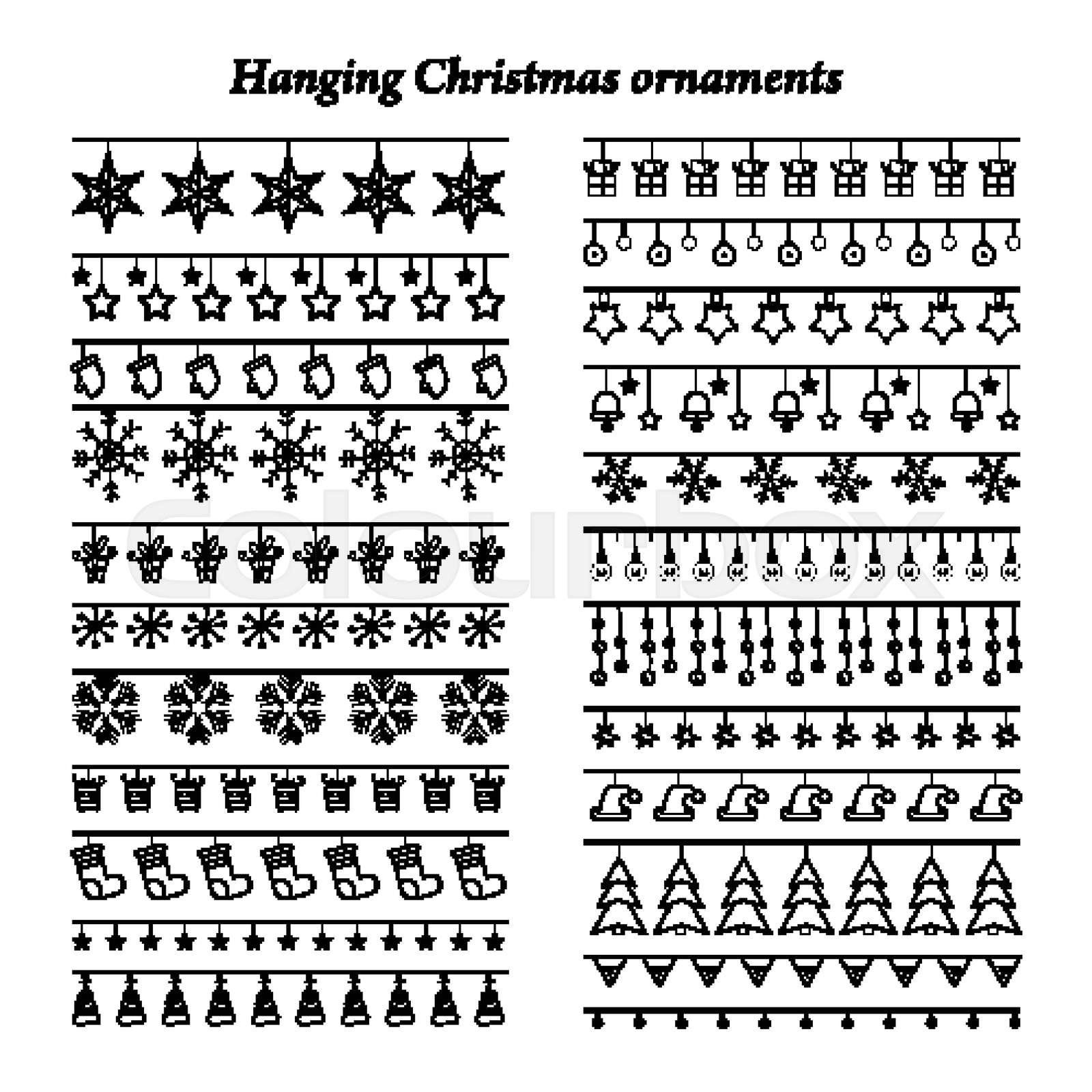 Set of Christmas borders with ornaments | Stock vector | Colourbox