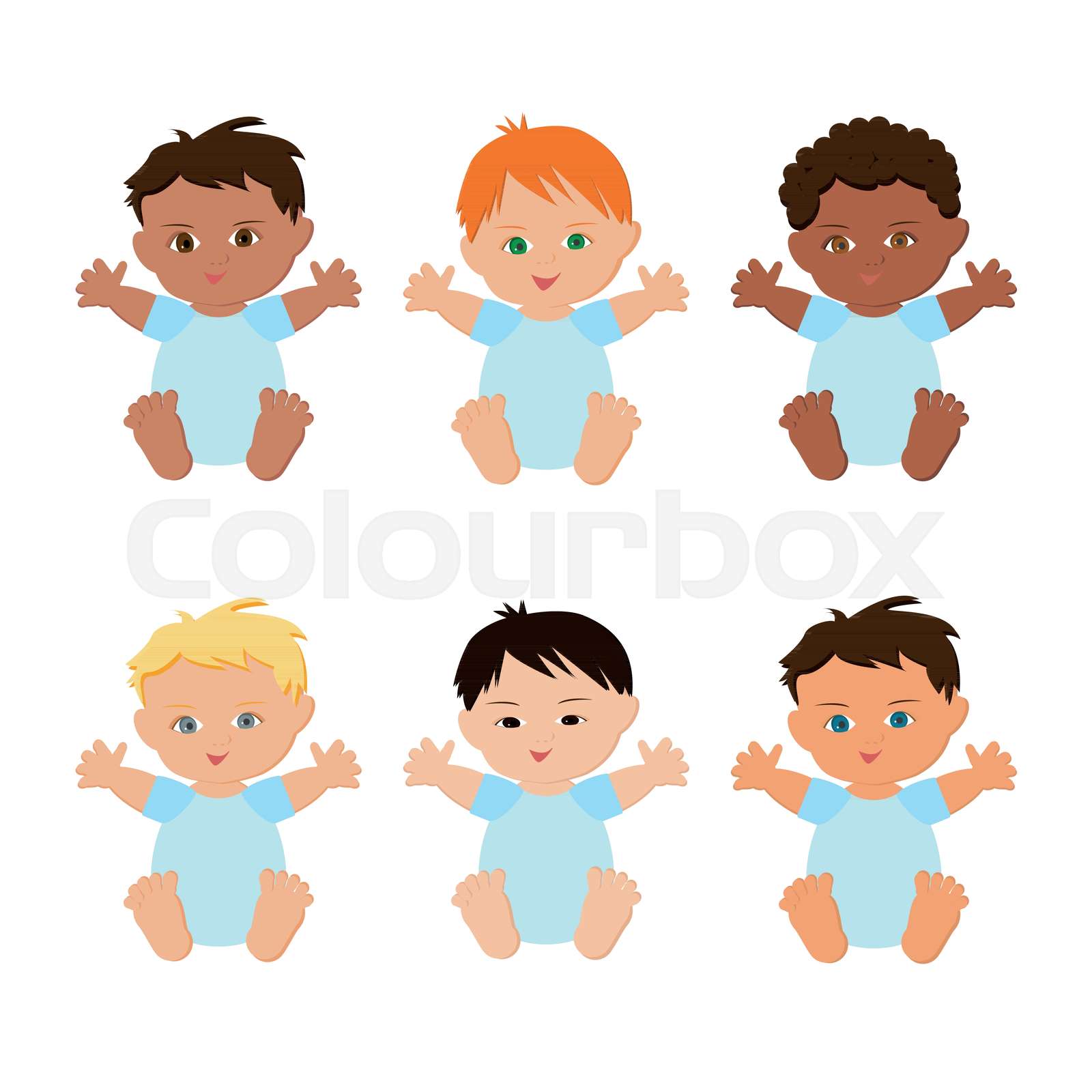 Multiethnical babies set. | Stock vector | Colourbox