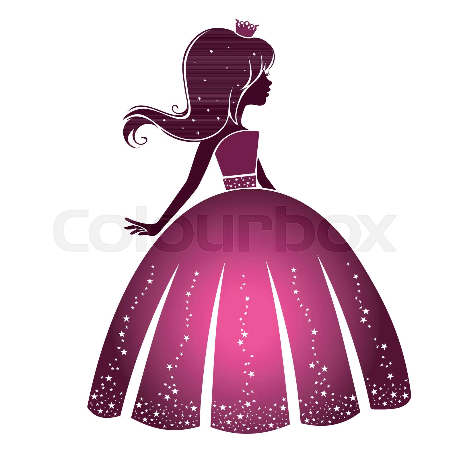 Silhouette of a beautiful princess | Stock vector | Colourbox
