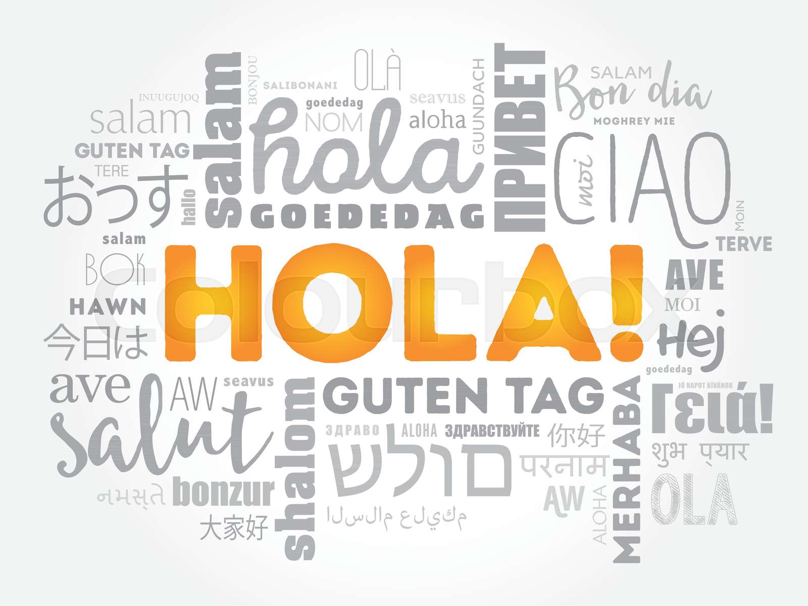 Hola! (Hello Greeting in Spanish) word cloud | Stock vector | Colourbox