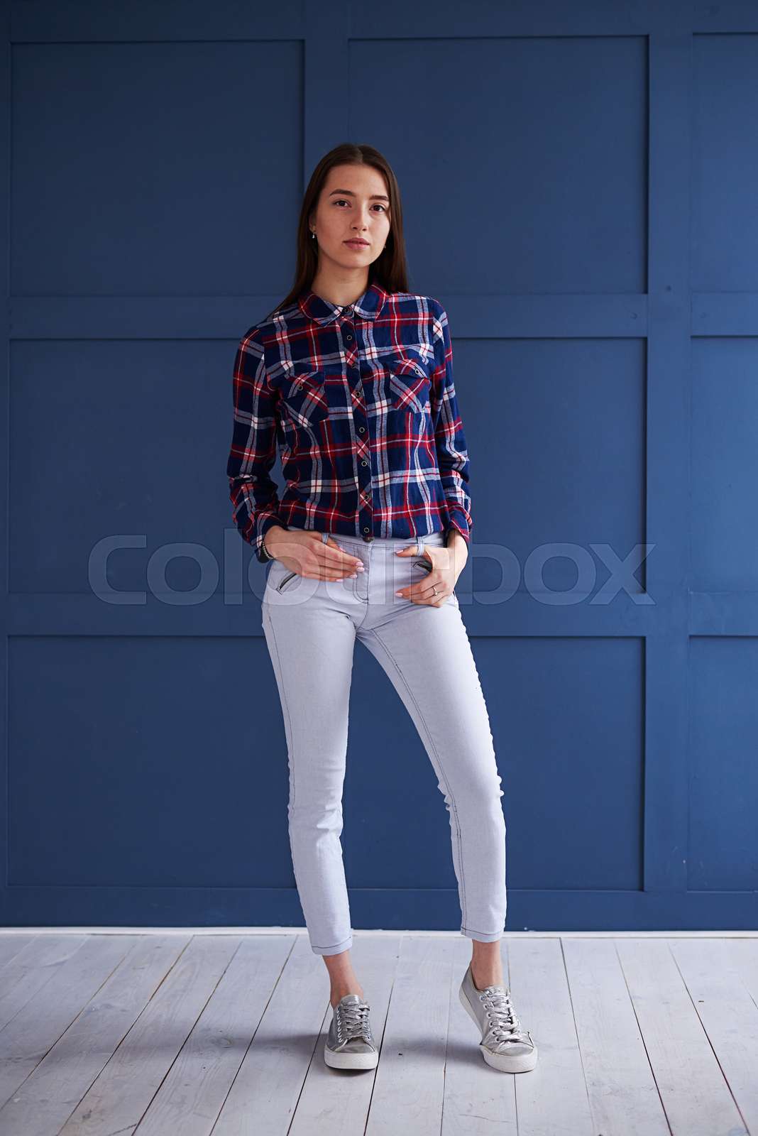 Beautiful slim girl posing at studio | Stock image | Colourbox