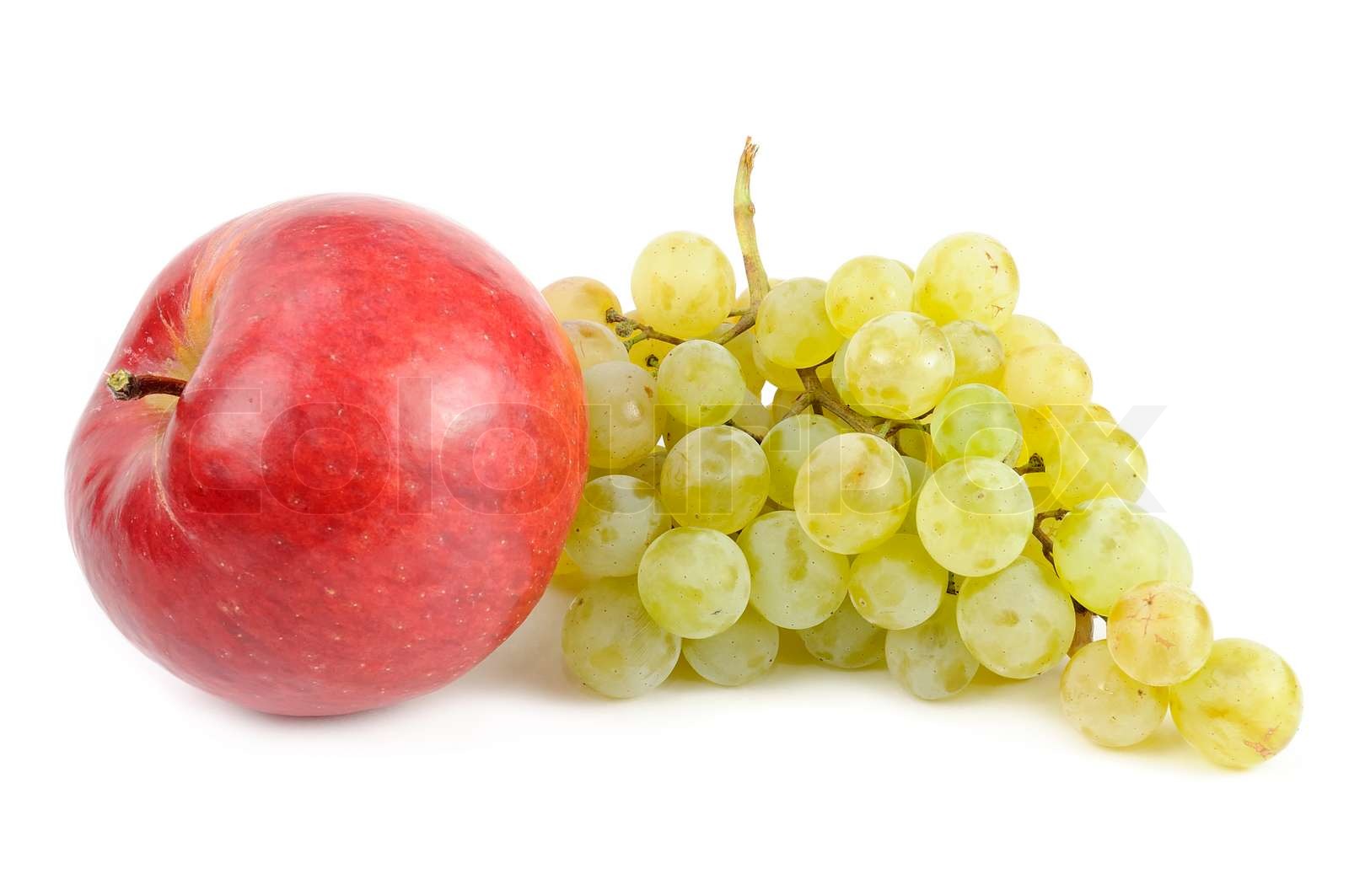 Red Apple and White Grapes Isolated on White Background | Stock image ...