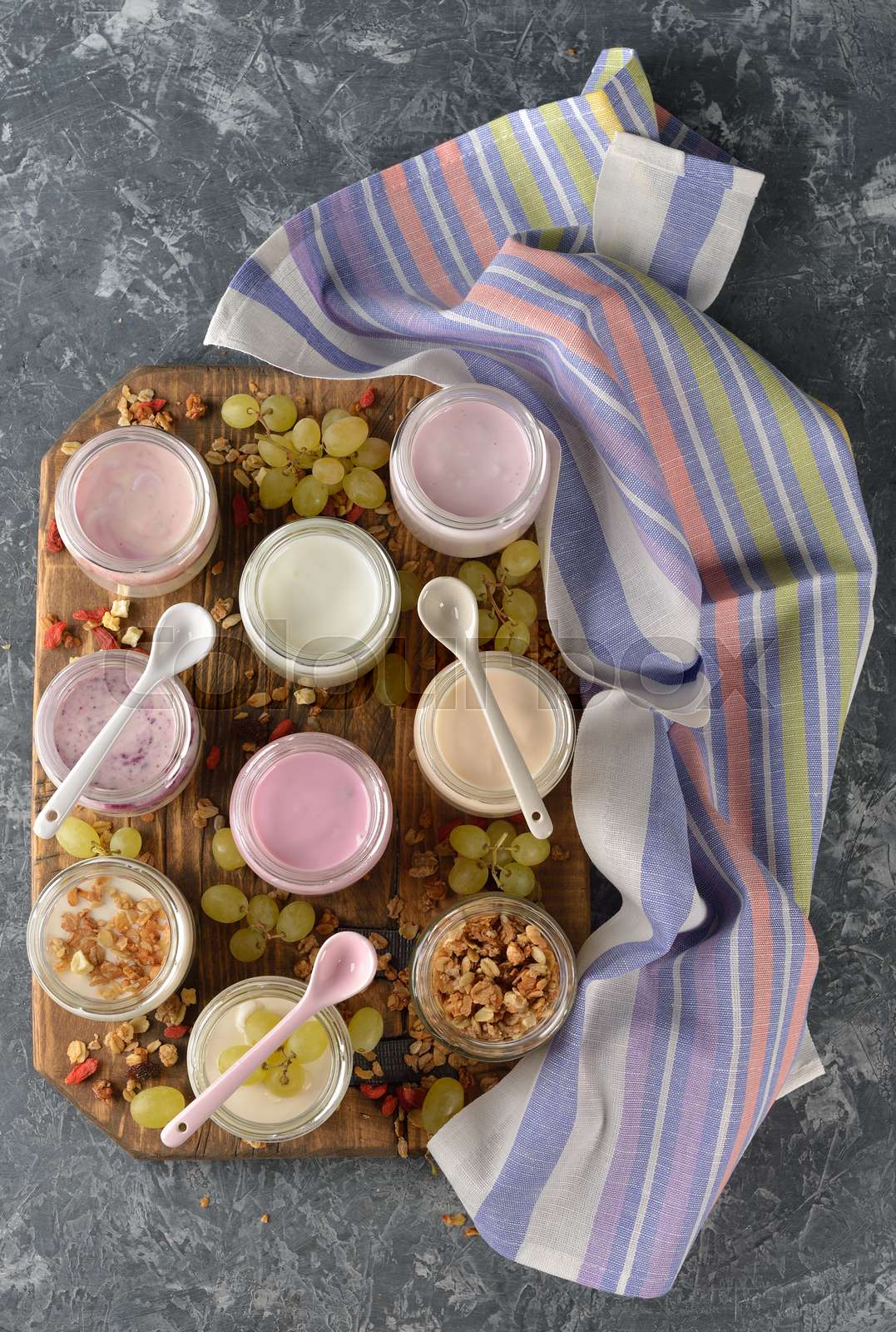 Various natural yogurts | Stock image | Colourbox
