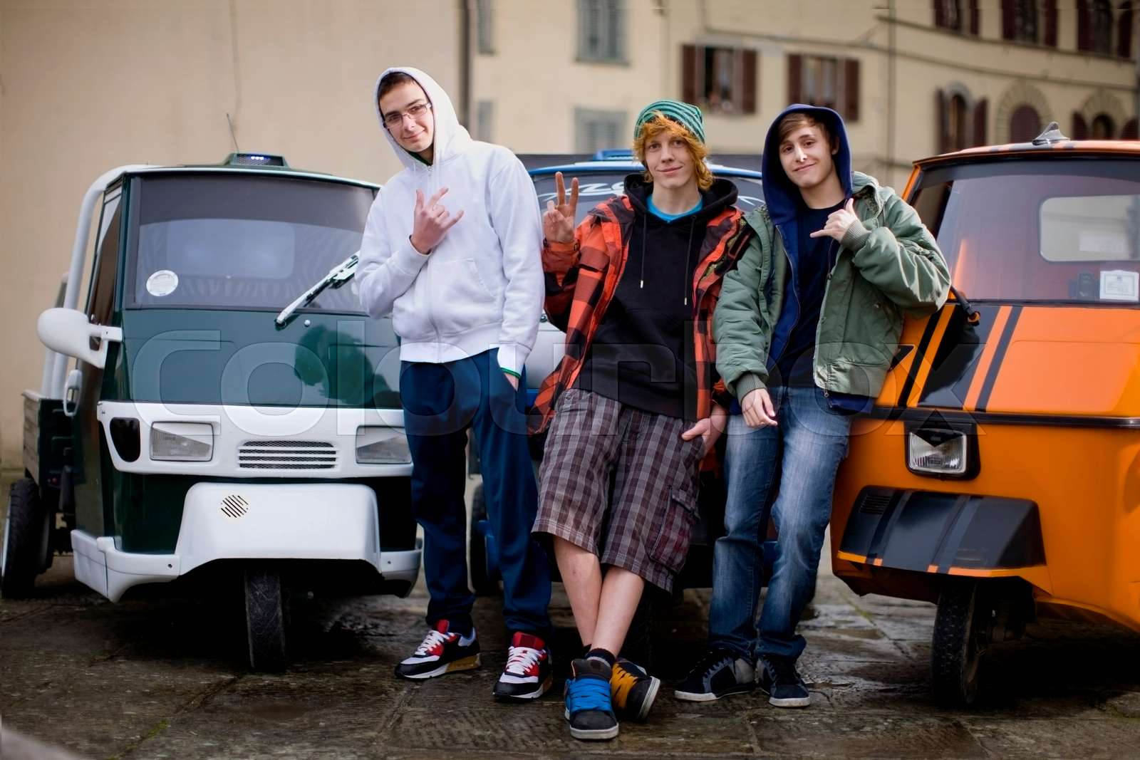 Young moped riders | Stock image | Colourbox