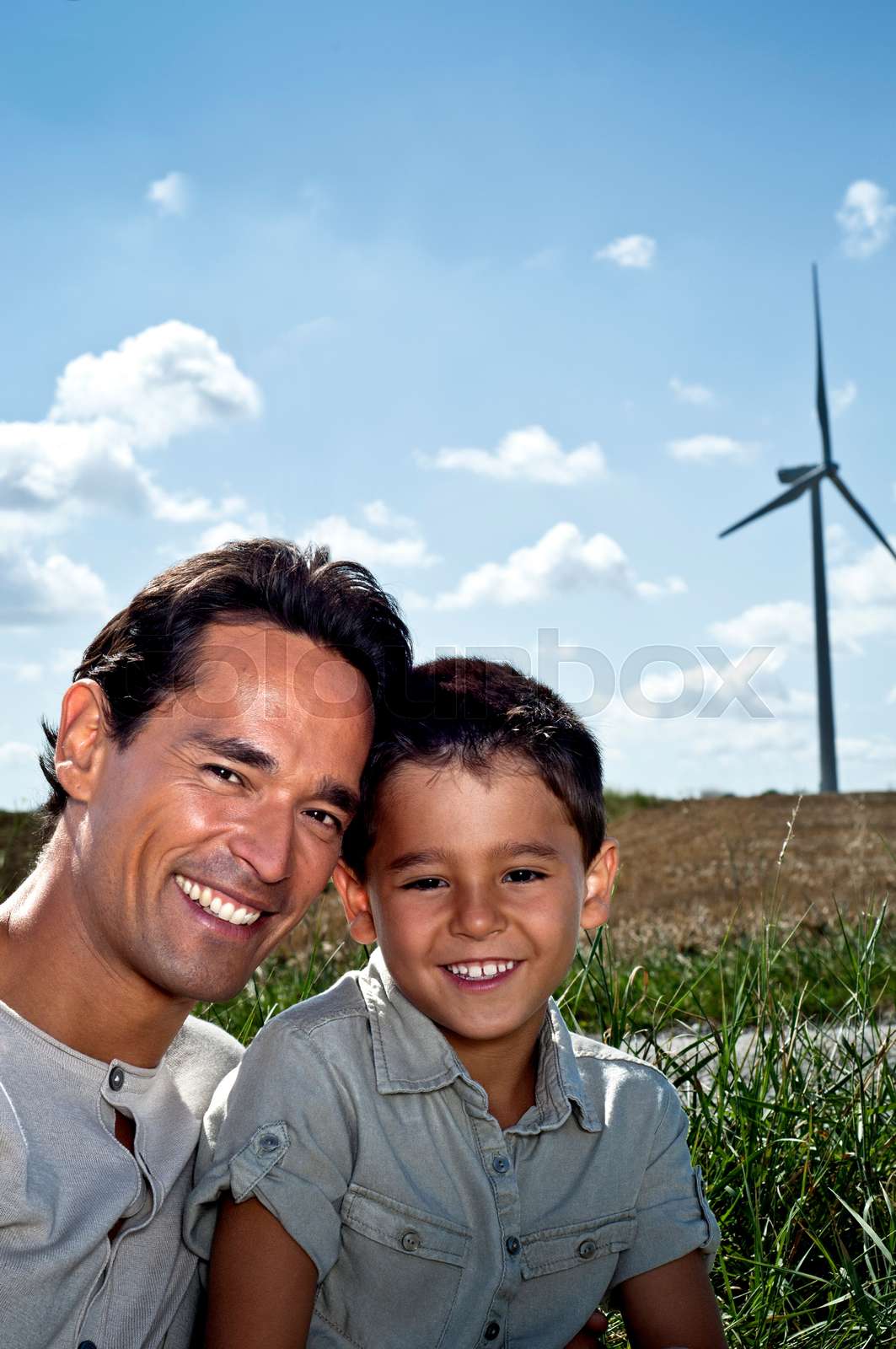 Father and son portrait on a wind farm | Stock image | Colourbox Father and son portrait on a wind farm | Stock image | Colourbox