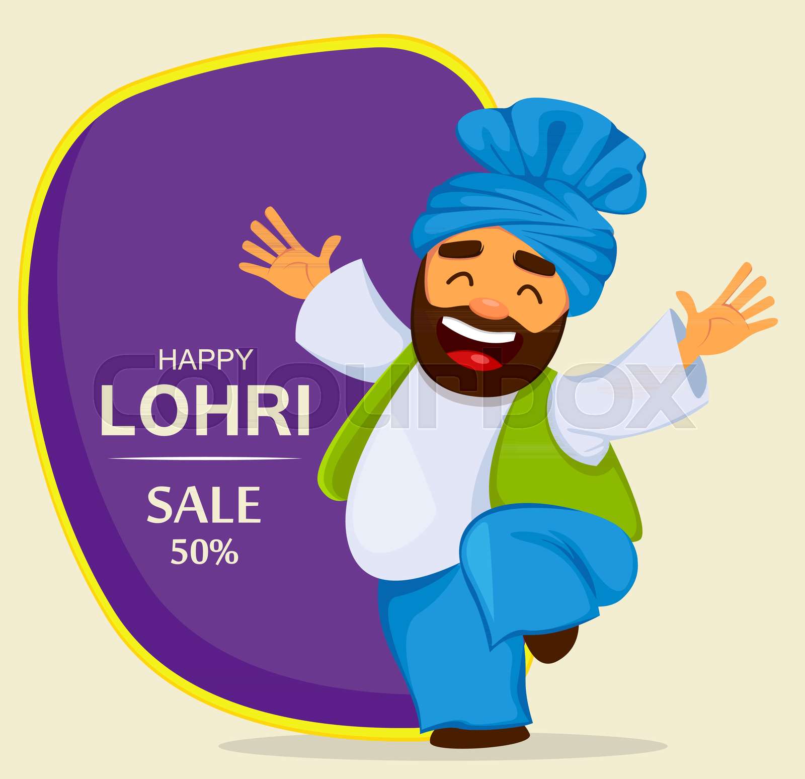 Funny dancing Sikh man, cartoon character | Stock vector | Colourbox