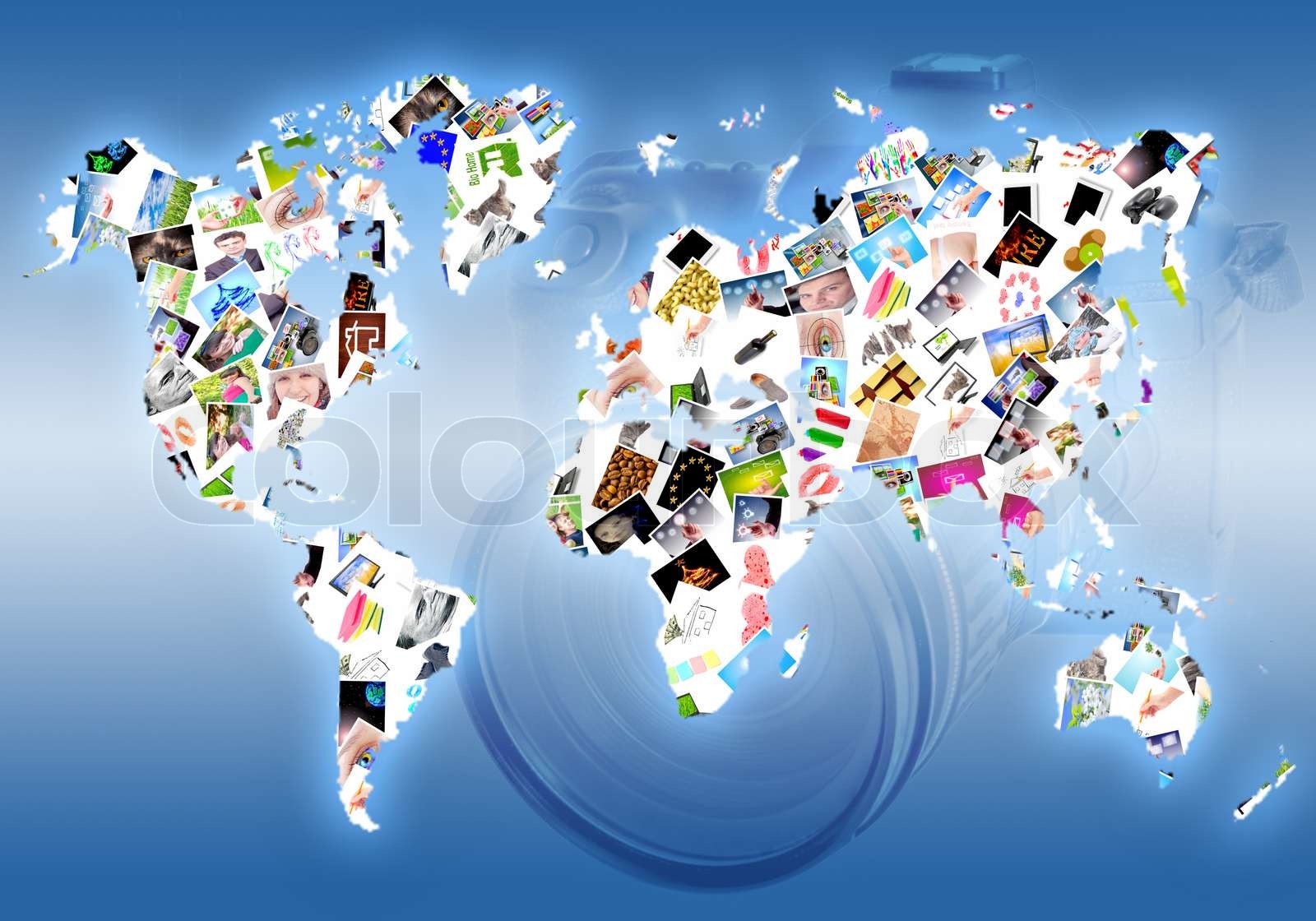 Mapof the world consisting of a set of photos | Stock image | Colourbox