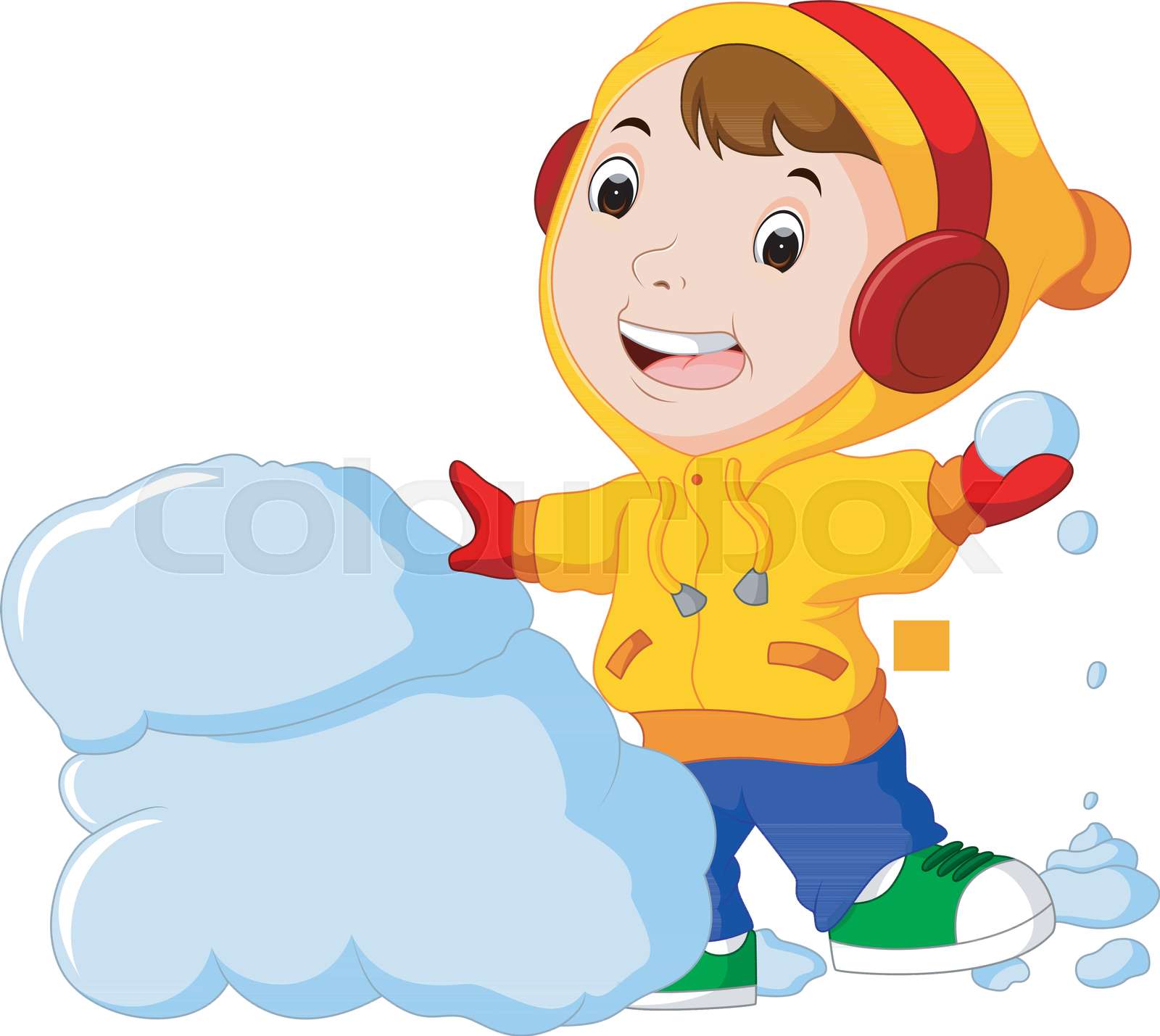 cartoon kids playing with snow | Stock vector | Colourbox