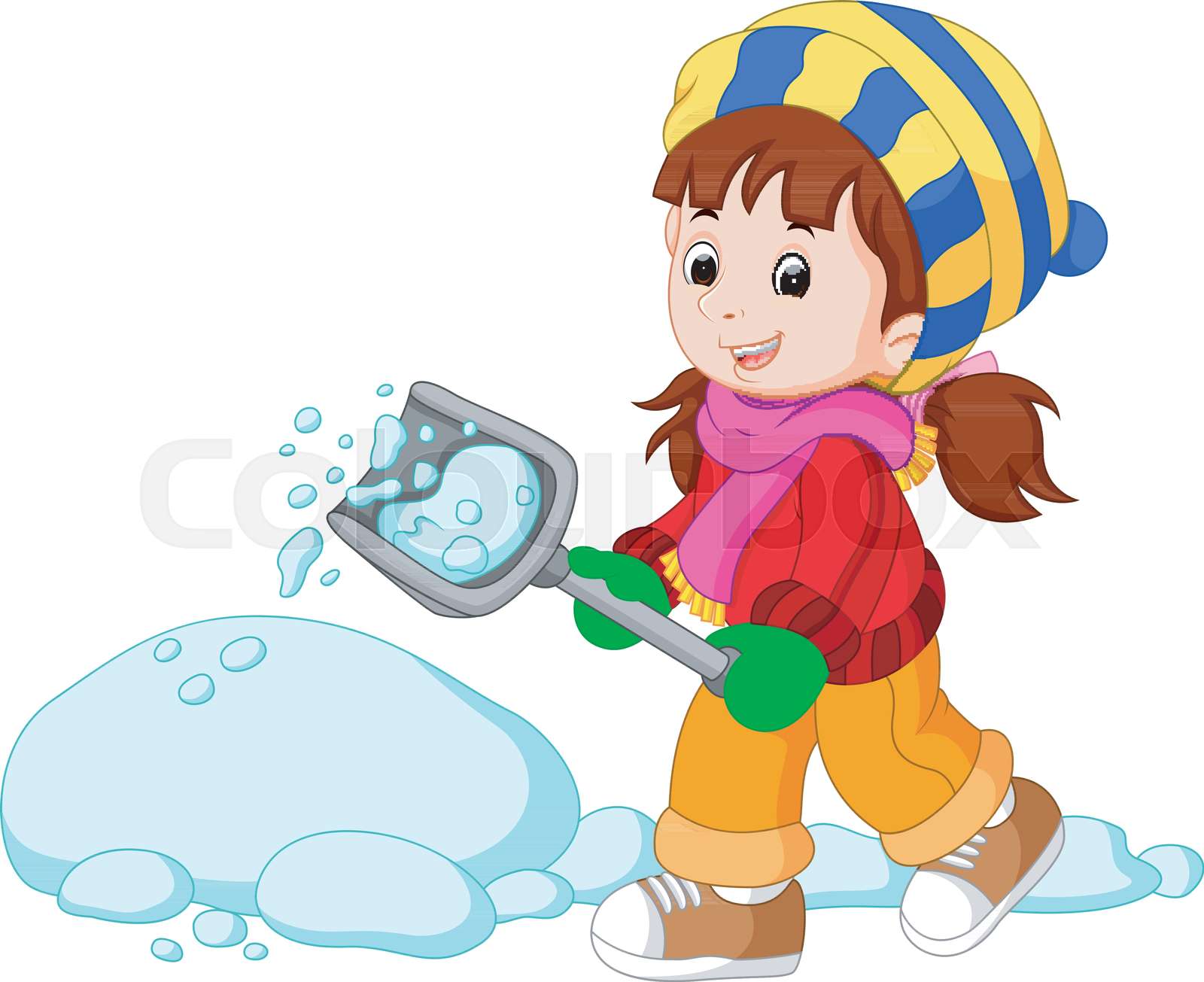 cartoon kids playing with snow | Stock vector | Colourbox