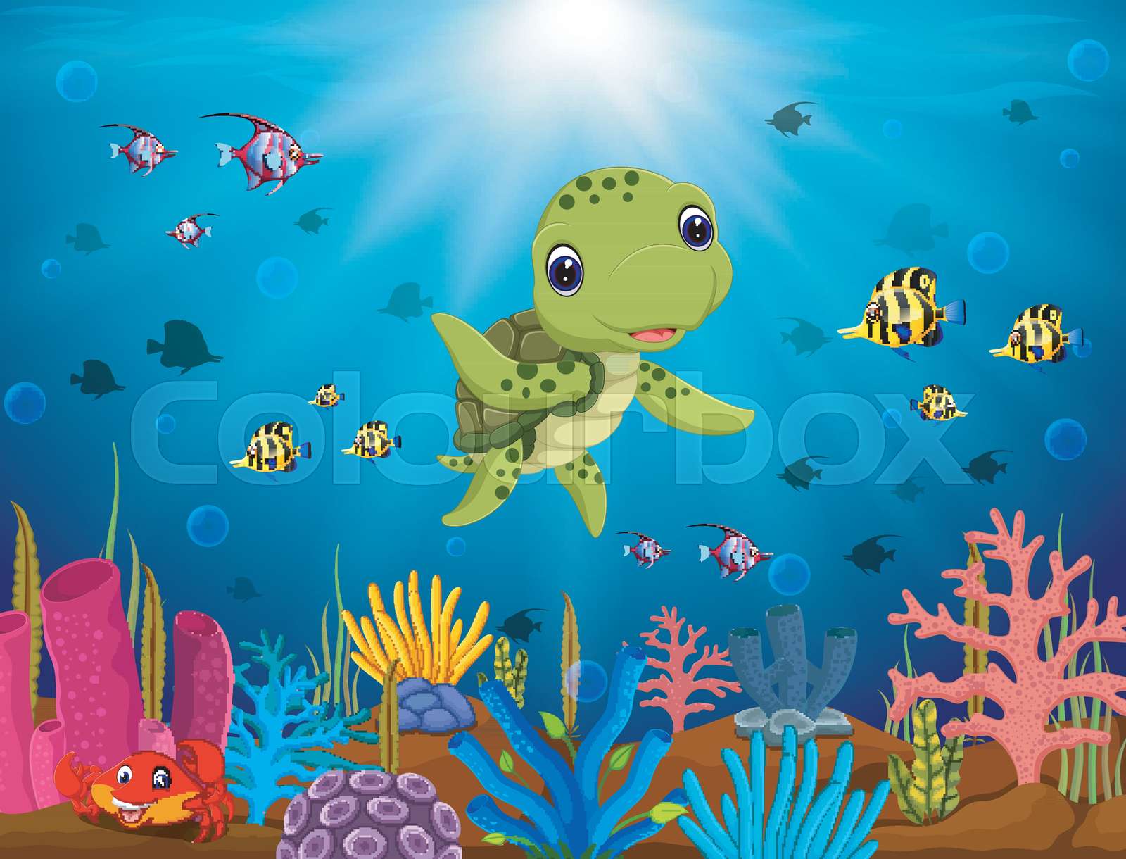 Cartoon turtle underwater | Stock vector | Colourbox