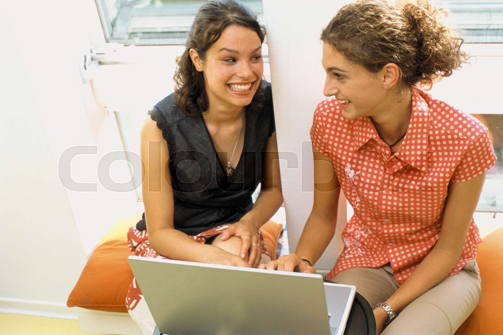 Girls at computer | Stock image | Colourbox