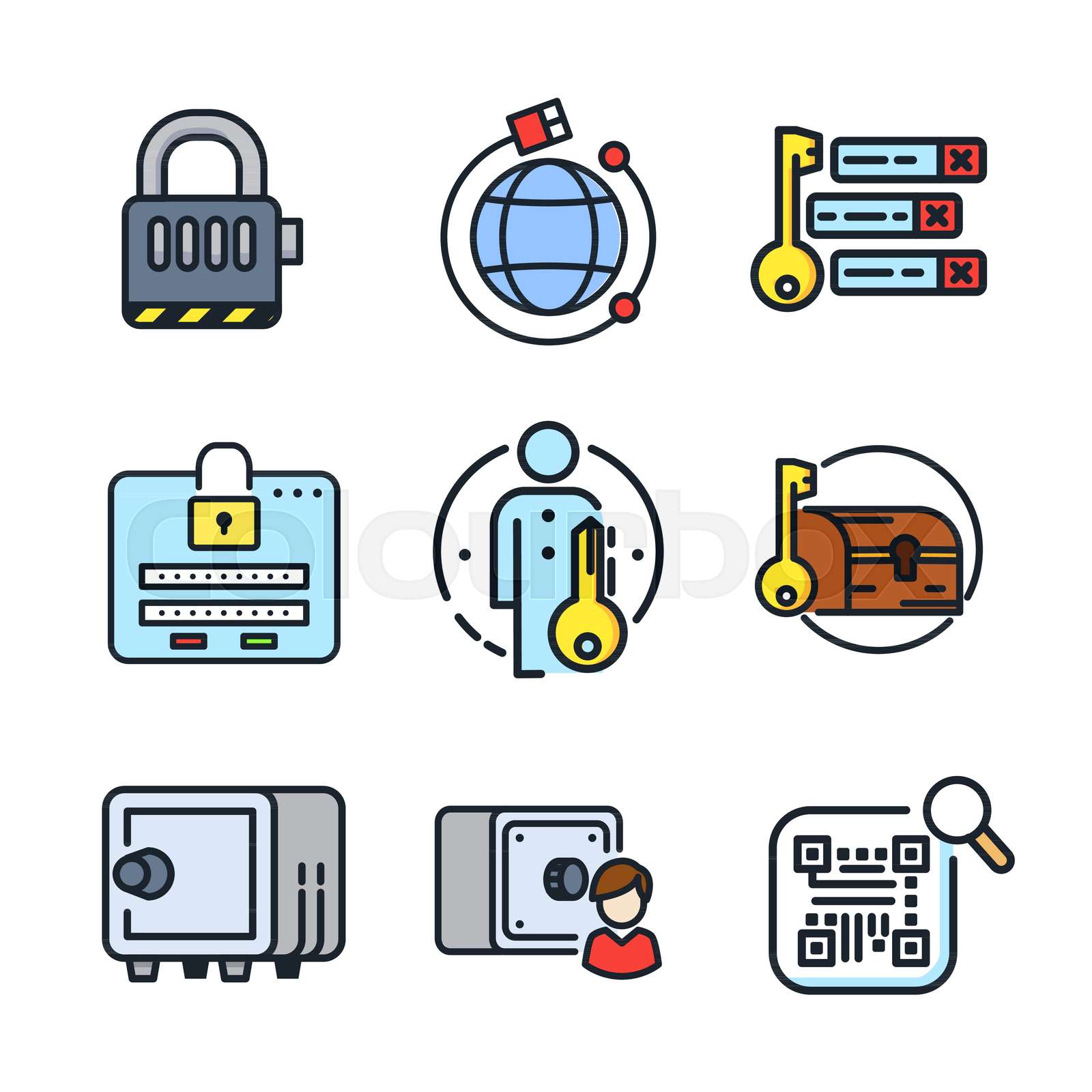 Crime world symbols, set | Stock vector | Colourbox