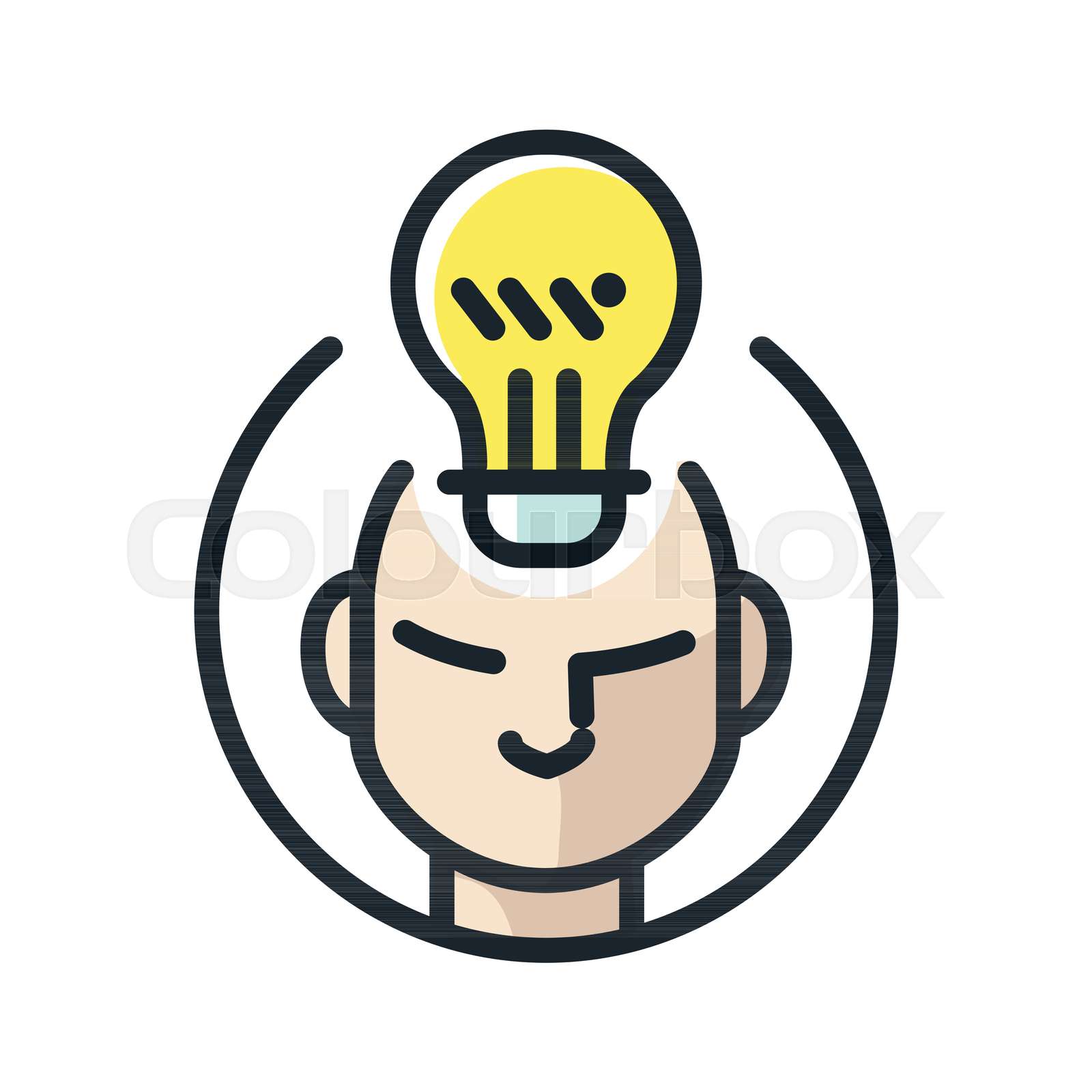 Bulb in head icon | Stock vector | Colourbox