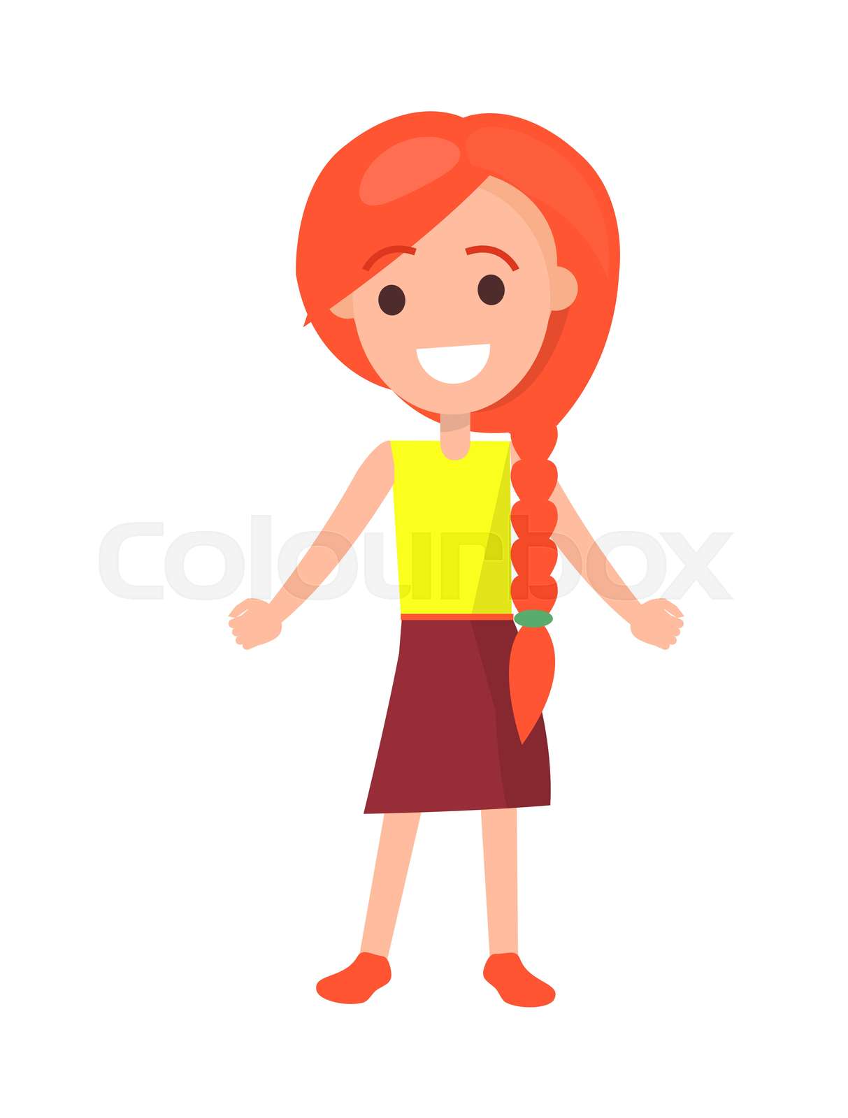 Redhead Girl with Braid Isolated Illustration | Stock vector | Colourbox