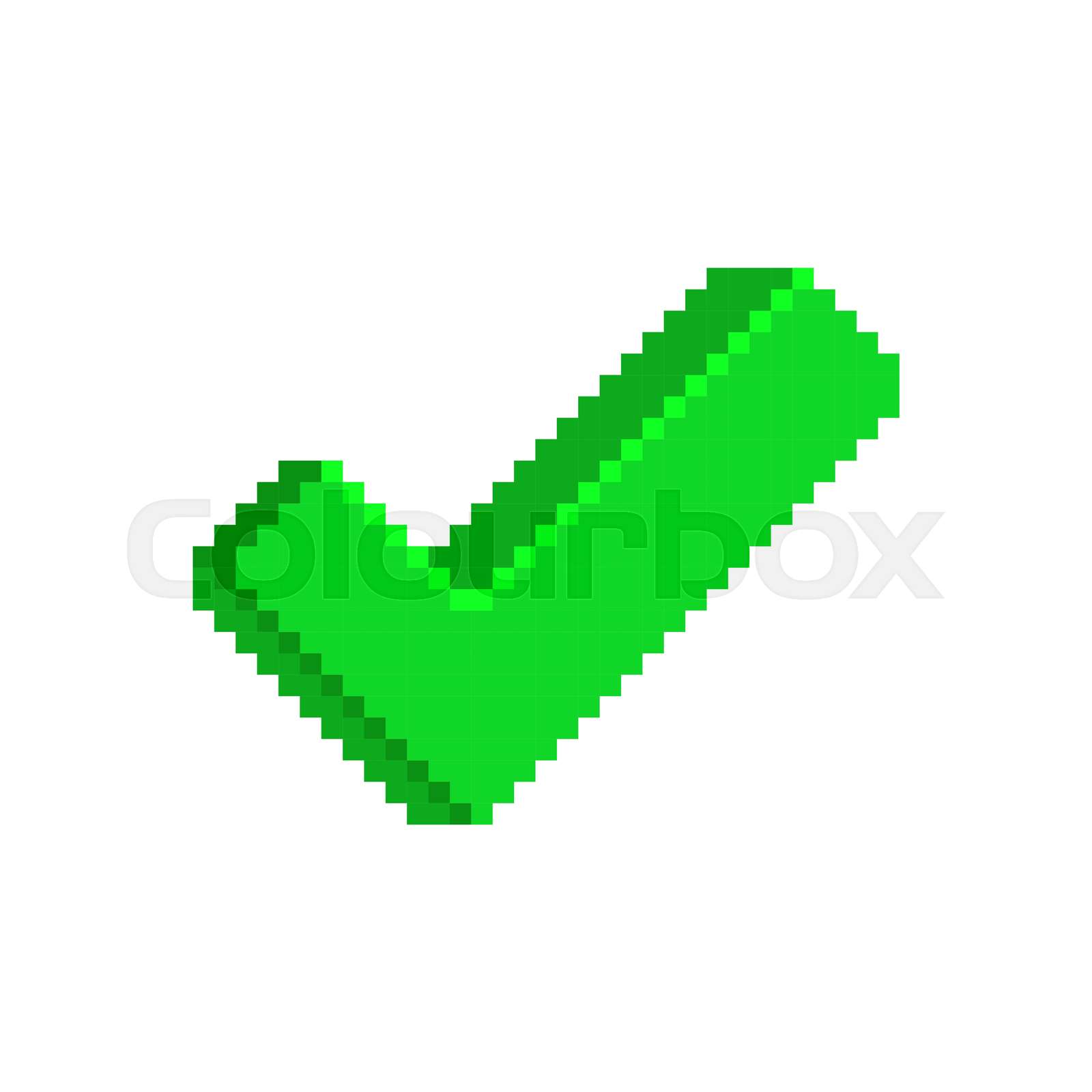 Green check mark icon in pixelated style. | Stock vector | Colourbox