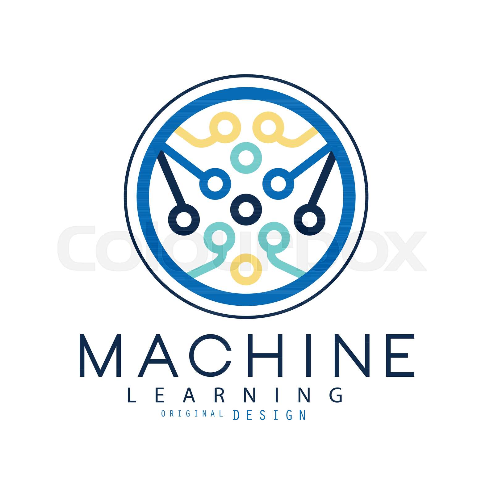 Machine learning icon in circle shape. Computer science and artificial ...