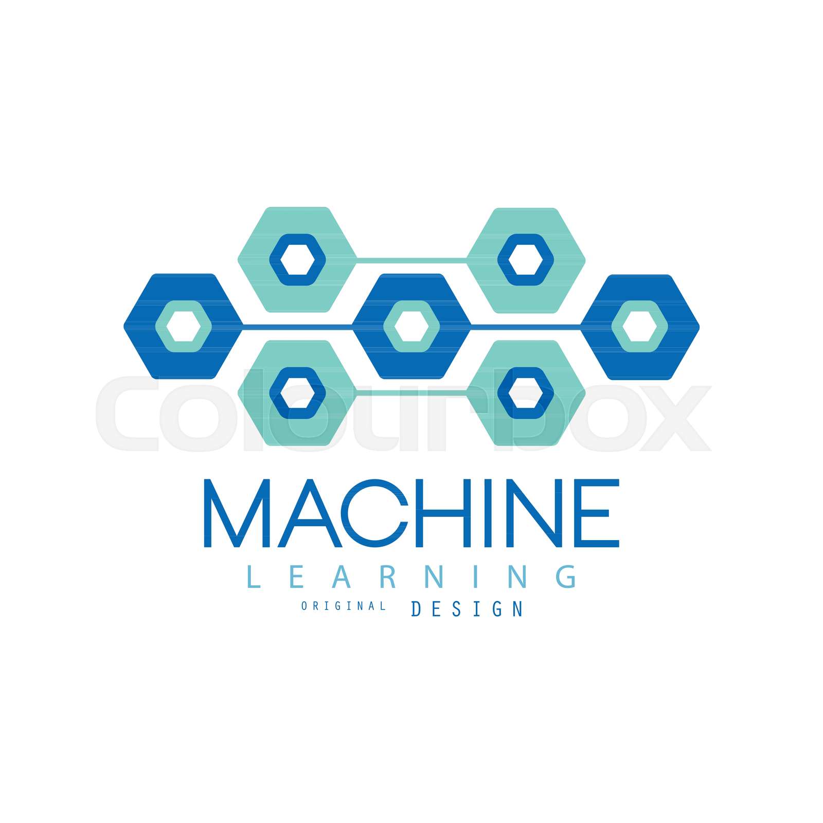 Flat machine learning logo design. Computer science and technology ...