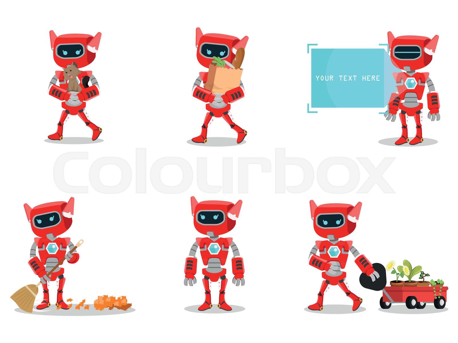 Female robot cartoon set | Stock vector | Colourbox