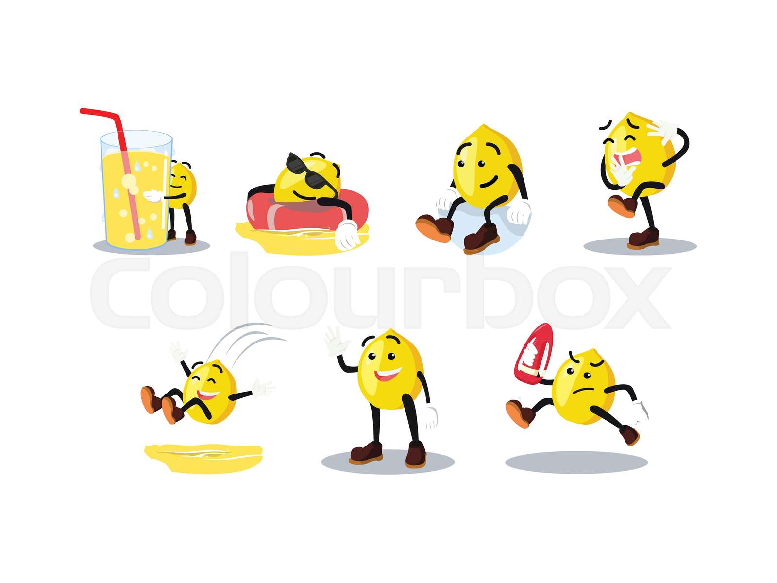 Lemon man cartoon set | Stock vector | Colourbox