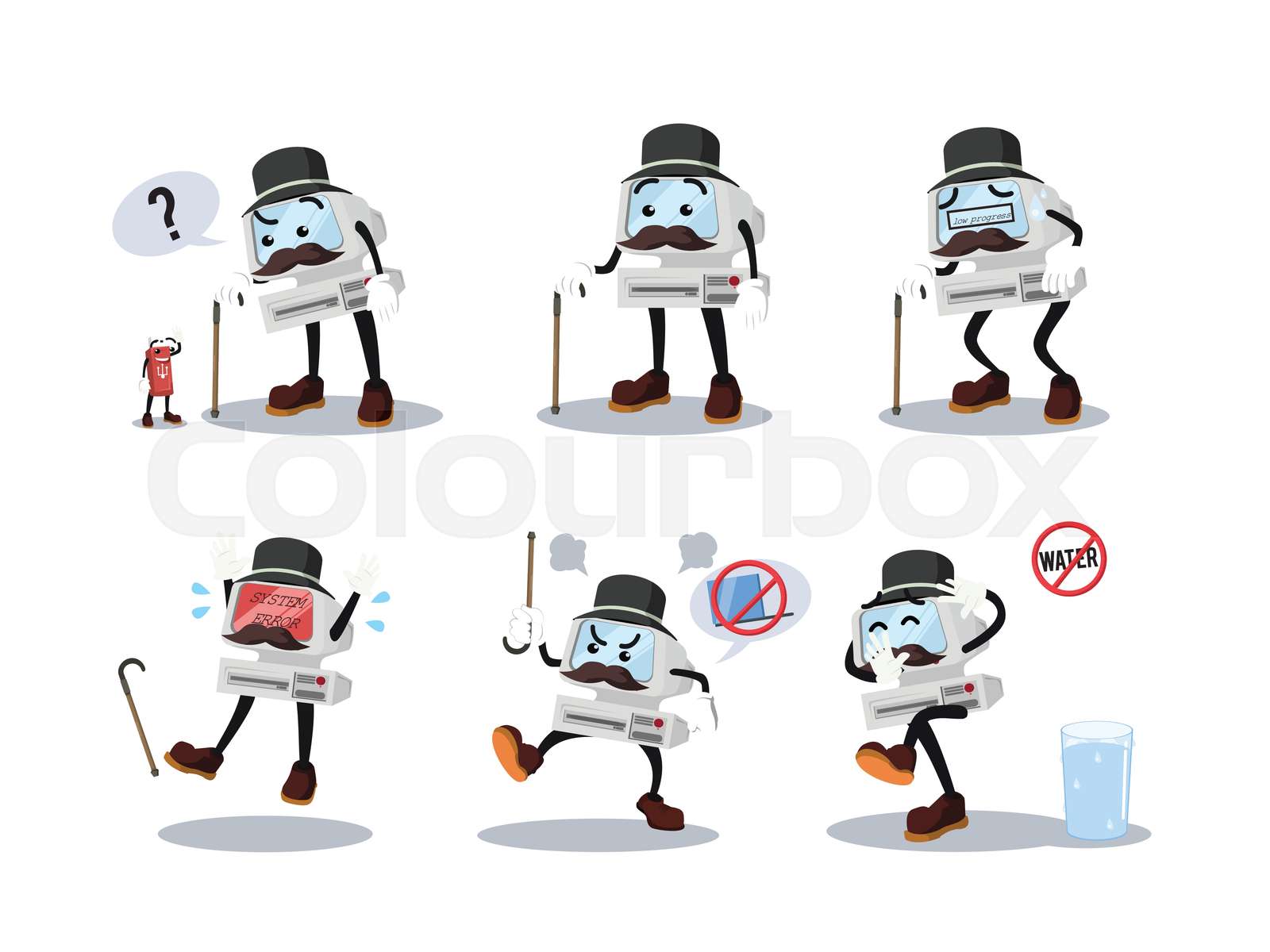 Computer man cartoon set | Stock vector | Colourbox