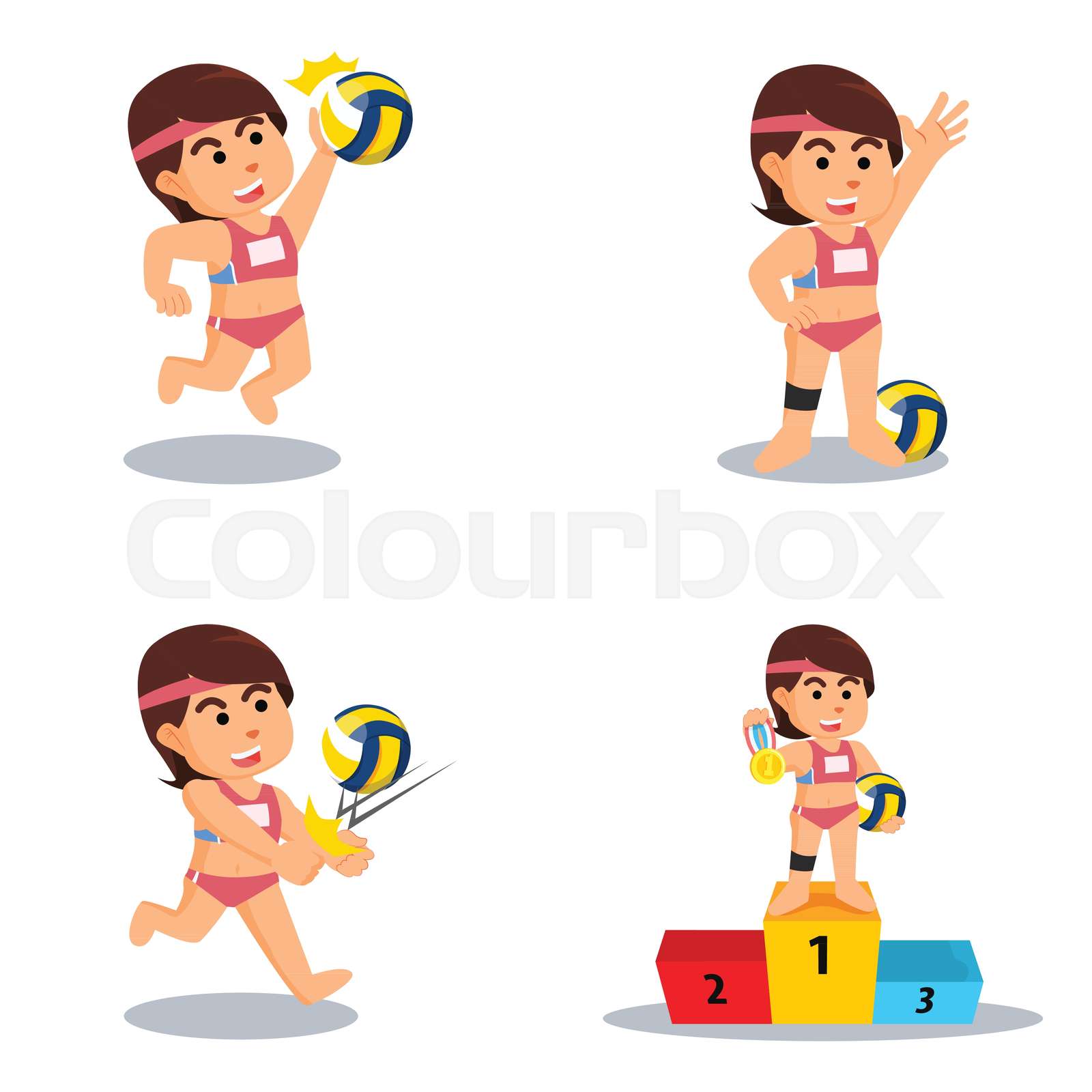 Girl volleyball cartoon set | Stock vector | Colourbox