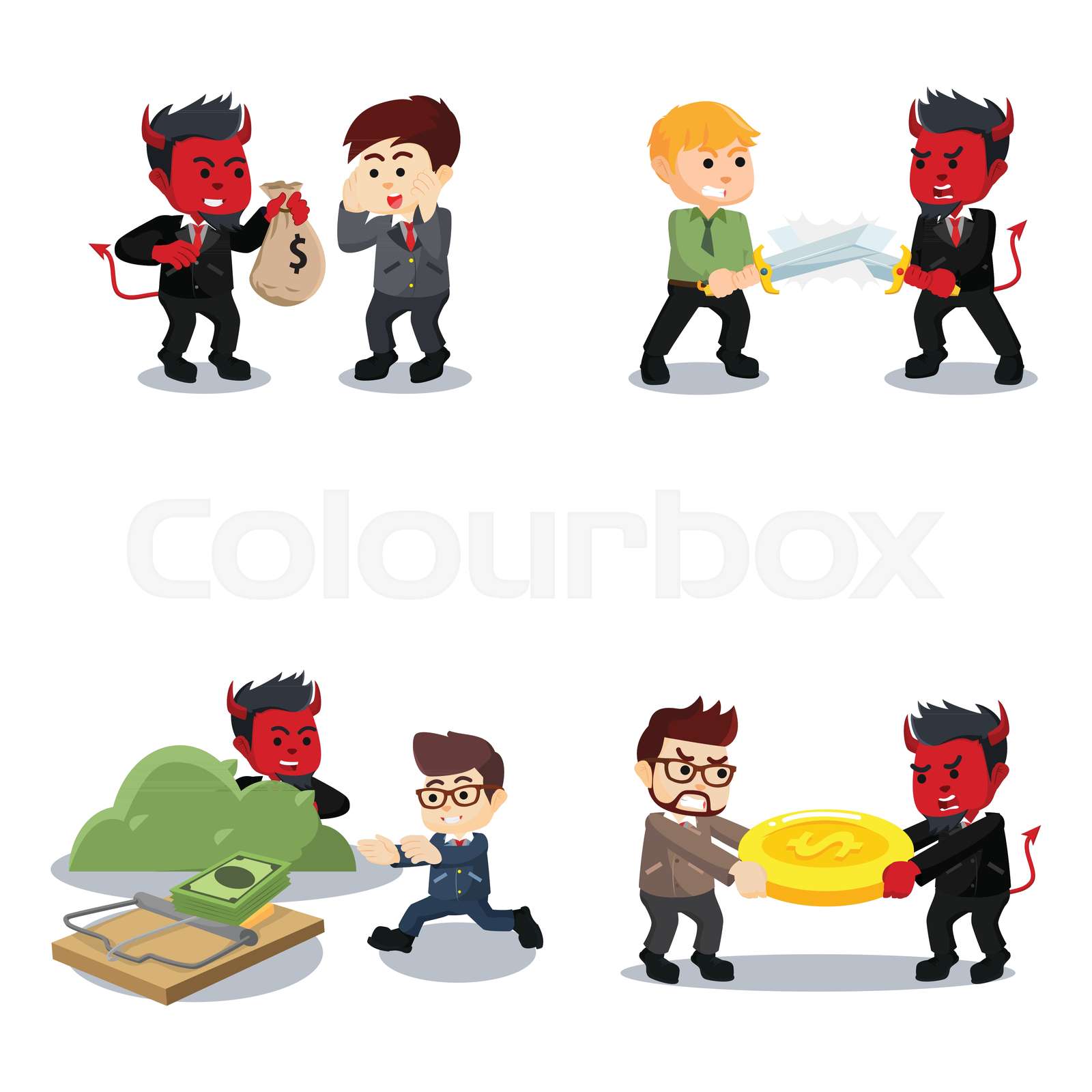 Evil business man cartoon set | Stock vector | Colourbox