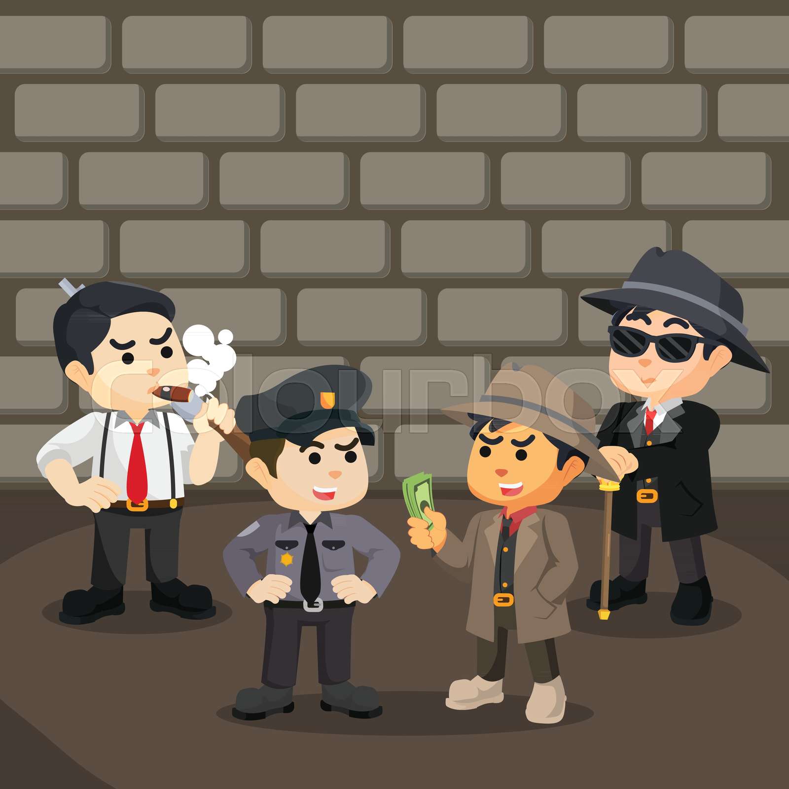 Mafia bribing police to work with | Stock vector | Colourbox