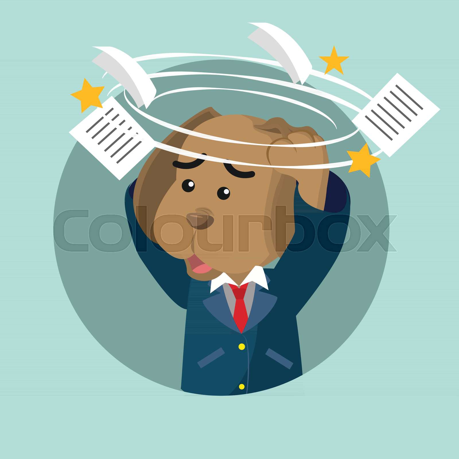 Business dog stressed by his work | Stock vector | Colourbox