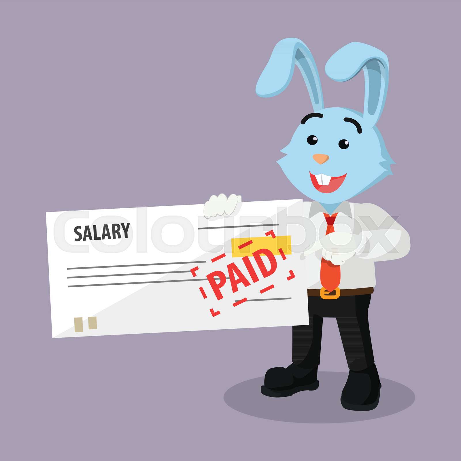Business rabbit holding salary check | Stock vector | Colourbox