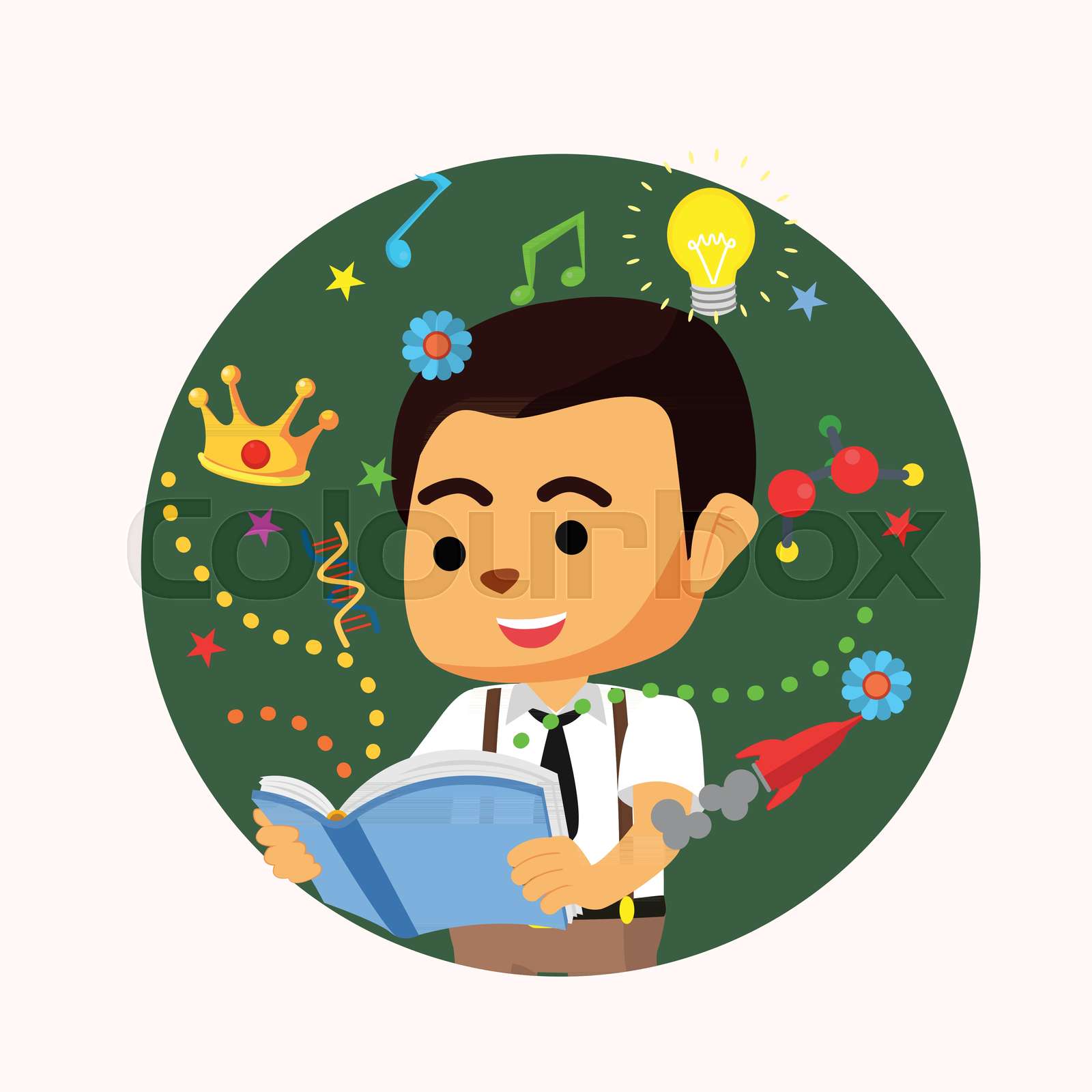 Student reading book illustration design | Stock vector | Colourbox